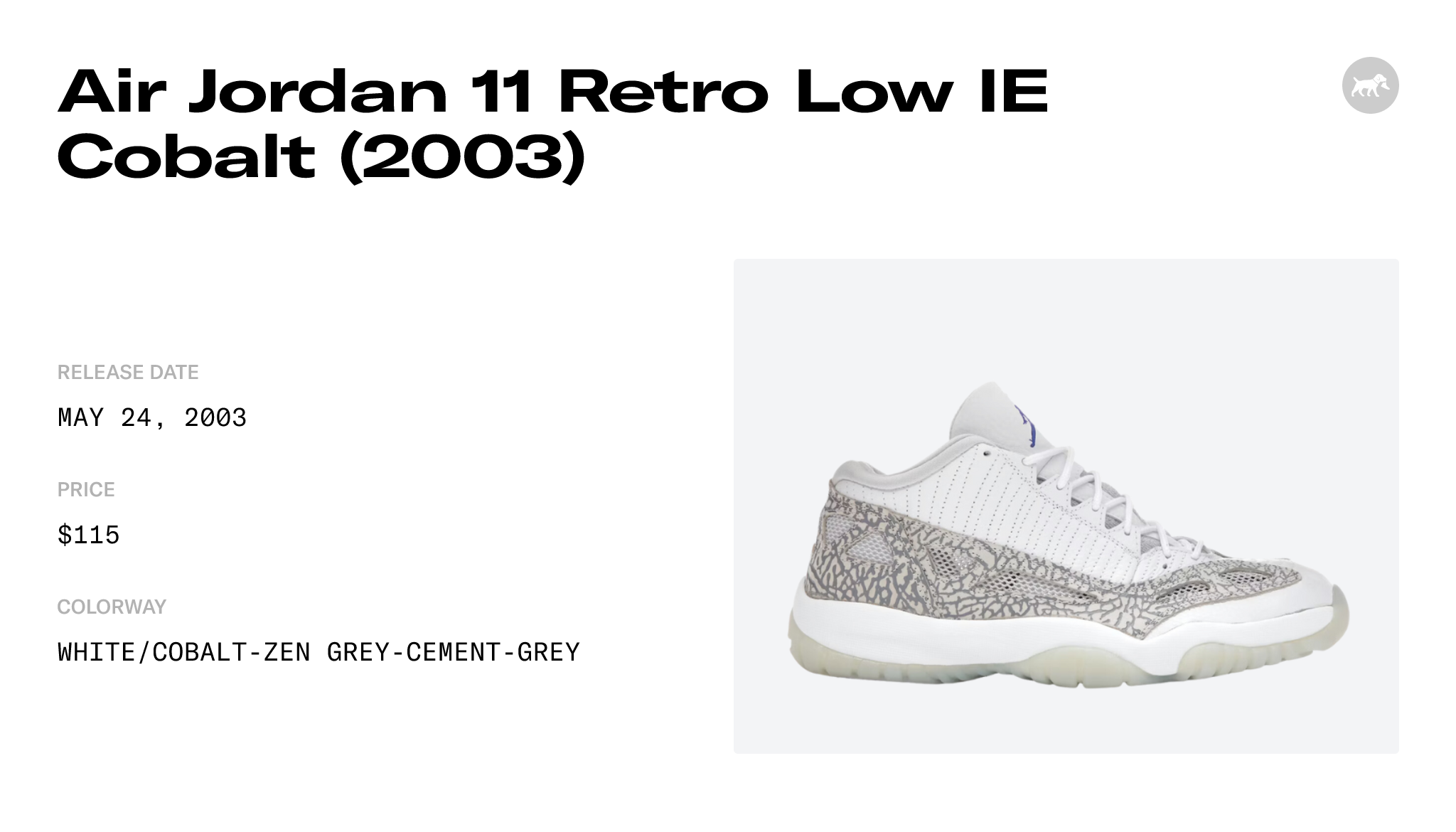 Air Jordan 11 Retro Low IE Cobalt (2003) - 306008-142