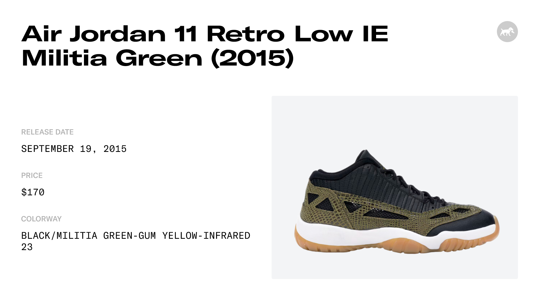 Air Jordan 11 Retro Low IE Militia Green (2015) - 306008-013