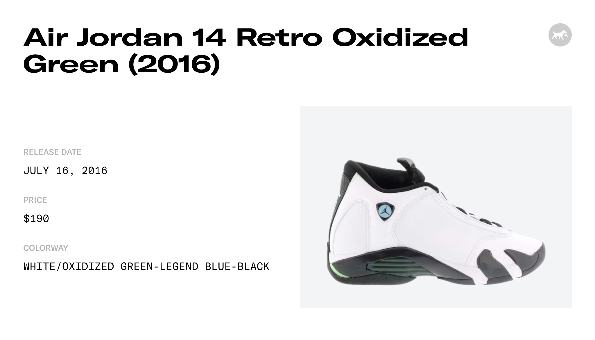 Air Jordan 14 Retro Oxidized Green (2016) - 487471-106