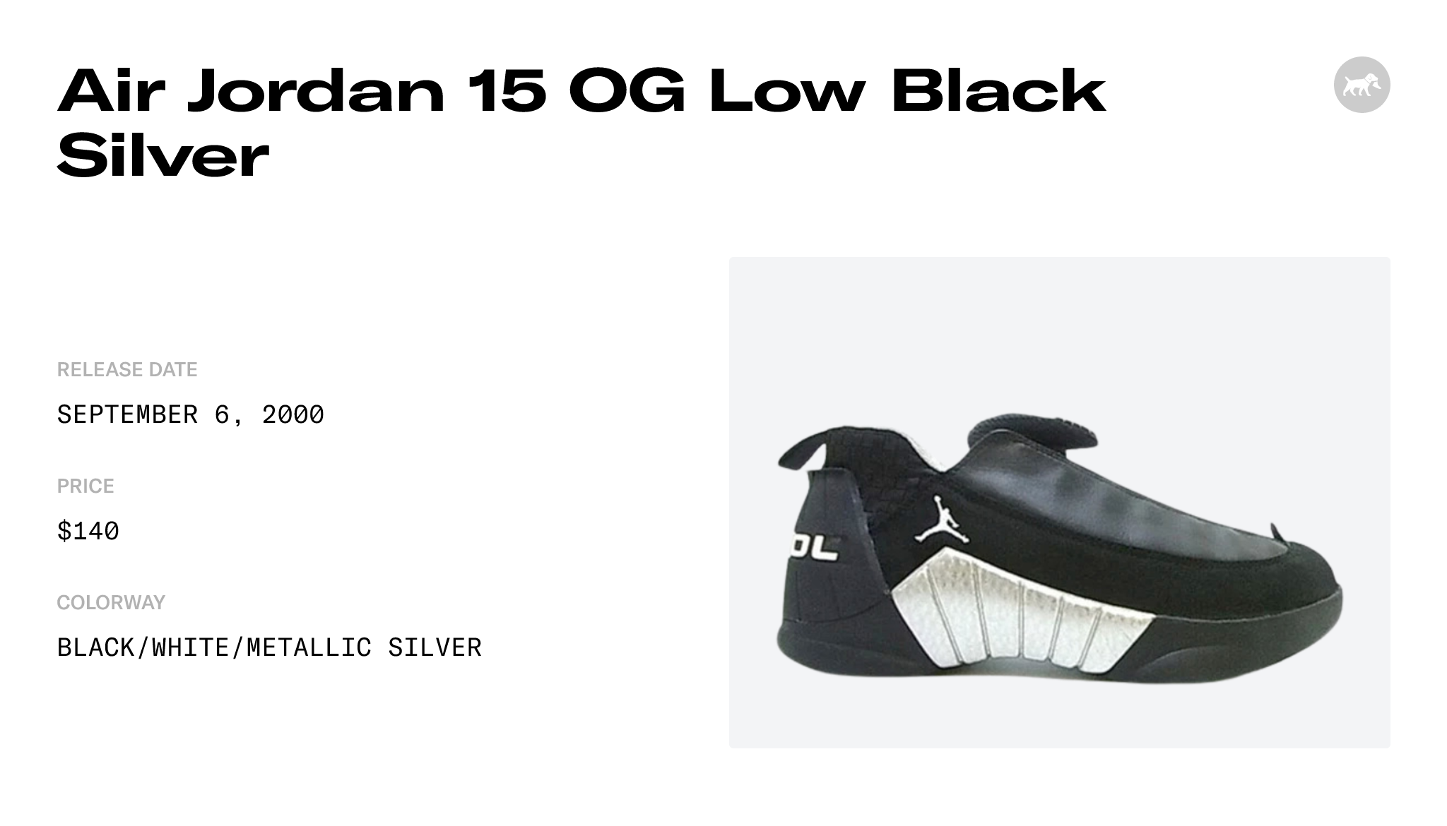 Air Jordan 15 OG Low Black Silver - 136035-011 Raffles & Where to Buy
