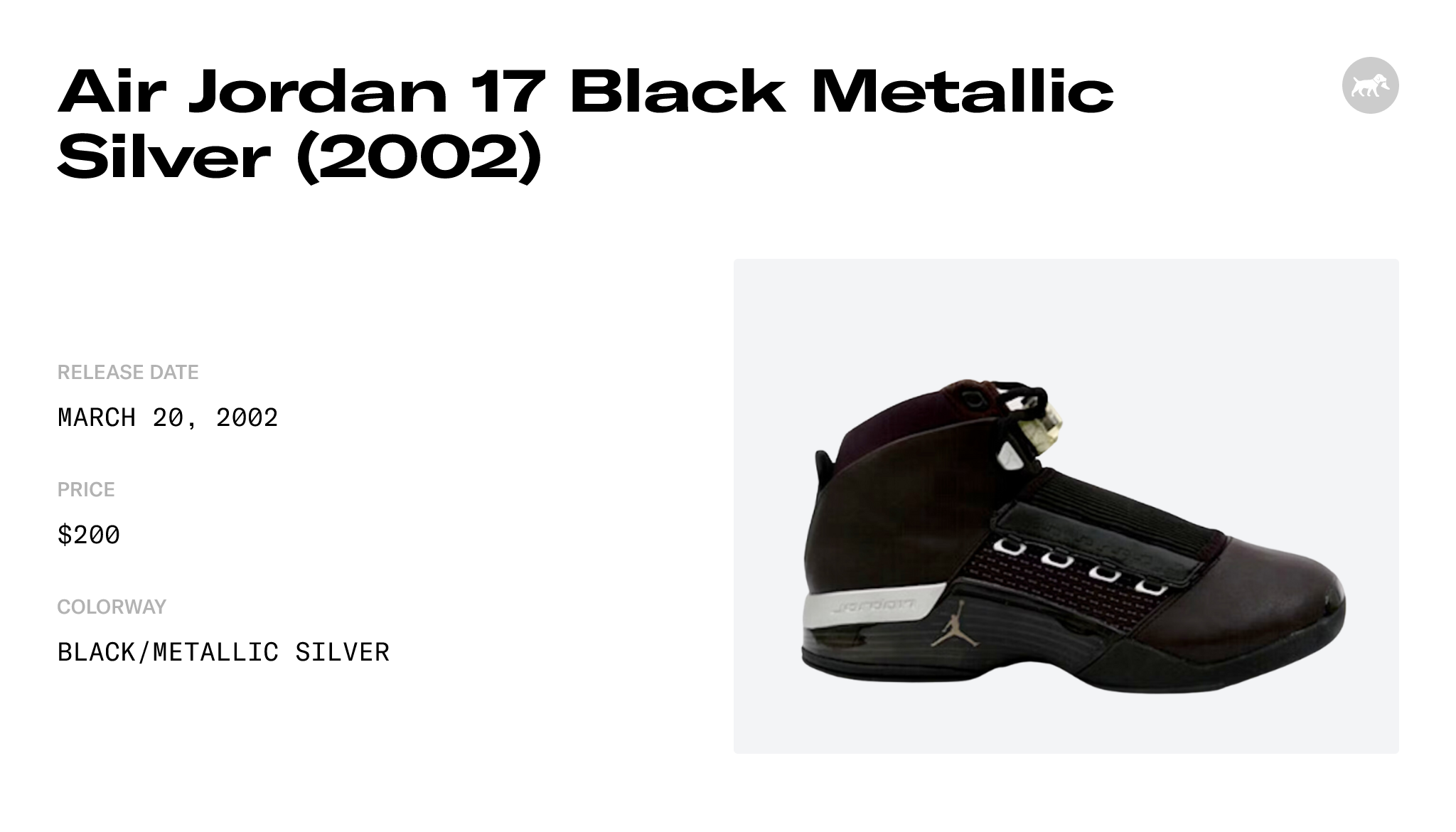 Air Jordan 17 Black Metallic Silver (2002) - 302720-041