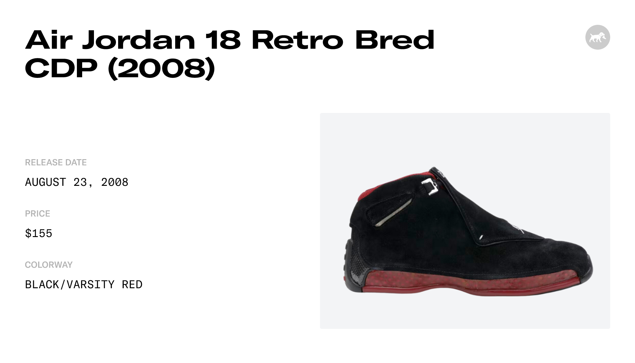 Air Jordan 18 Retro Bred CDP (2008) - 332548-061 Raffles & Where to Buy