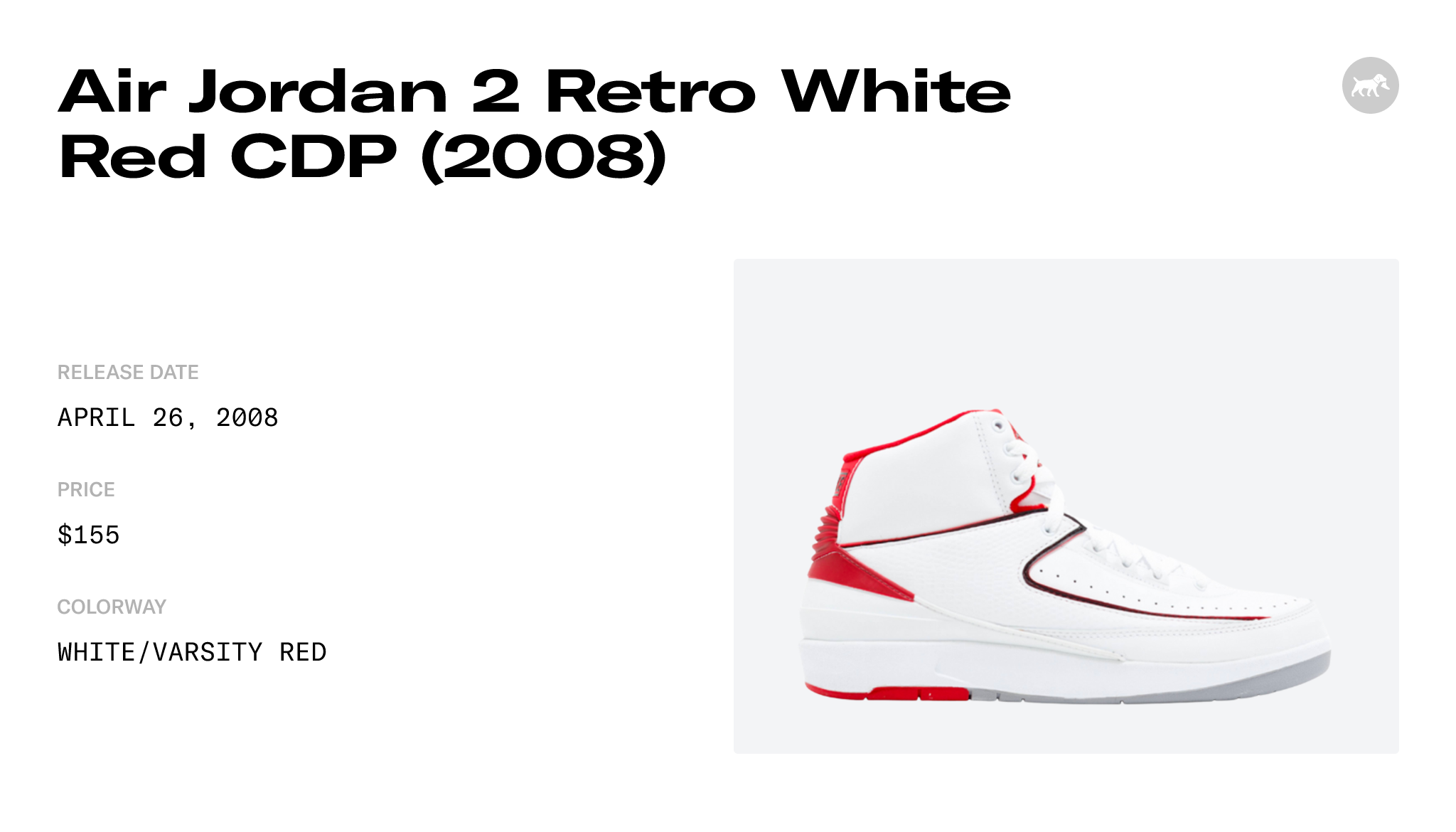 Air Jordan 2 Retro White Red CDP (2008) - 308308-162