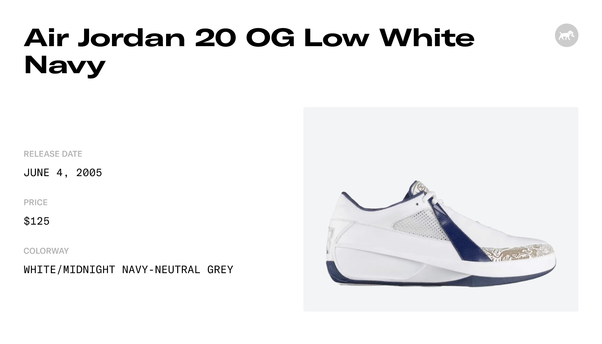 Air Jordan 20 OG Low White Navy - 311247-142 Raffles & Where to Buy