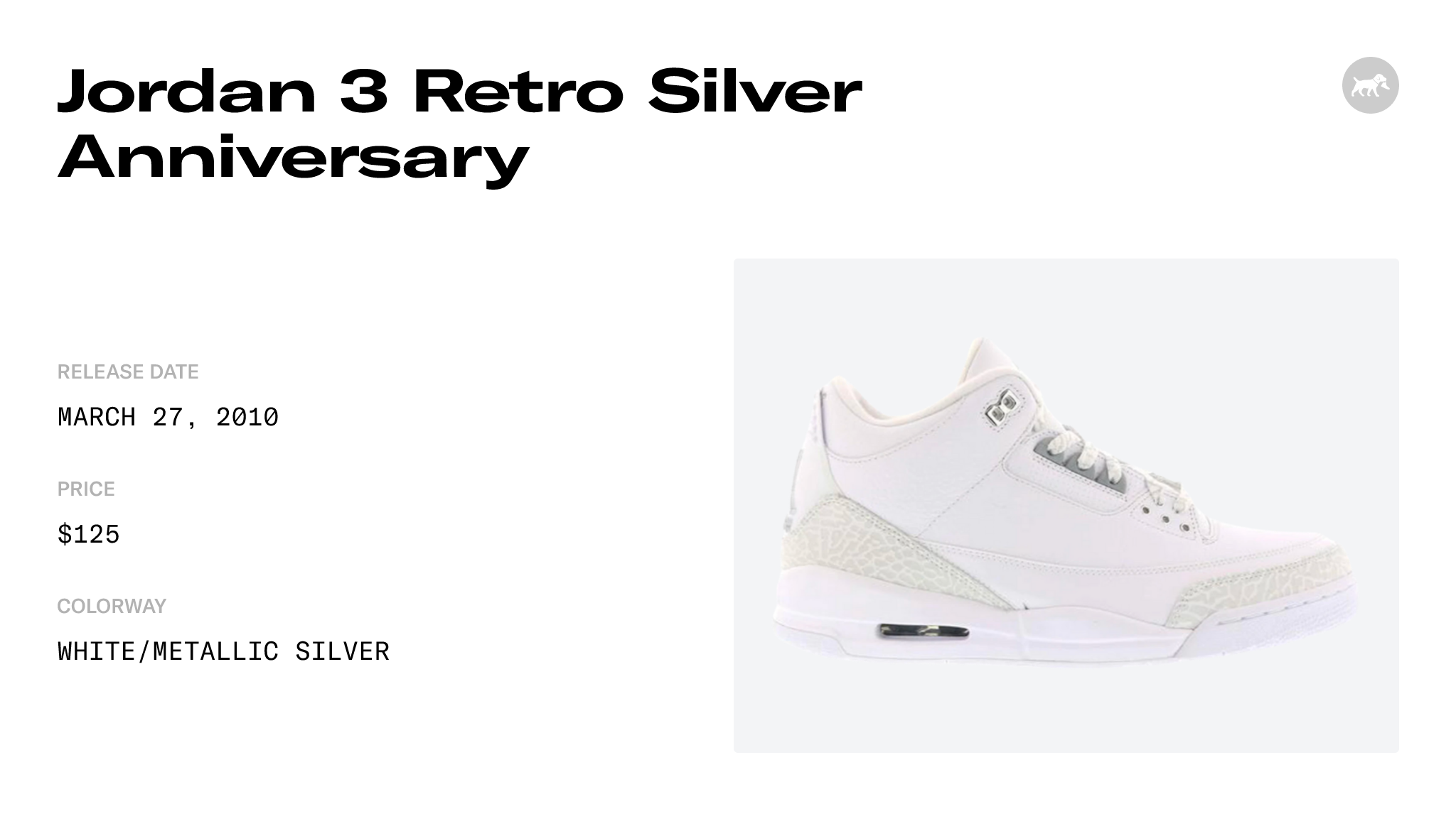 Jordan 3 Retro Silver Anniversary - 398613-102 Raffles & Where to Buy