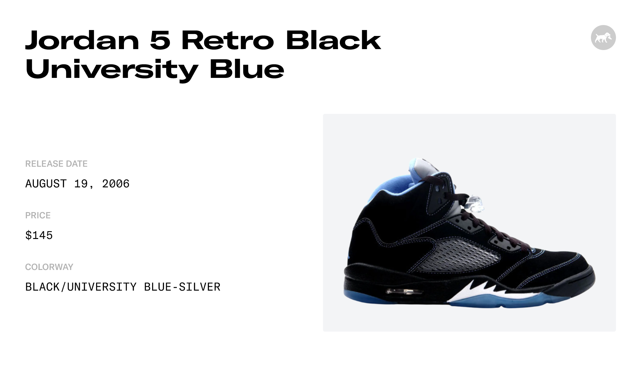 Jordan 5 Retro Black University Blue - 314259-041 Raffles & Where to Buy