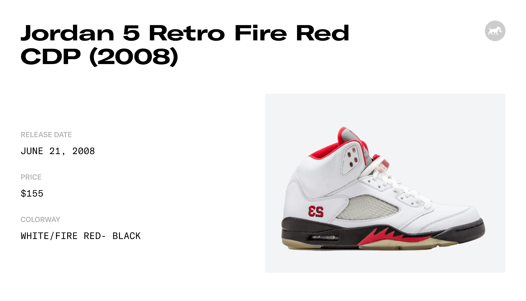 Jordan 5 Retro Fire Red CDP (2008) - 136027-163 Raffles & Where to Buy