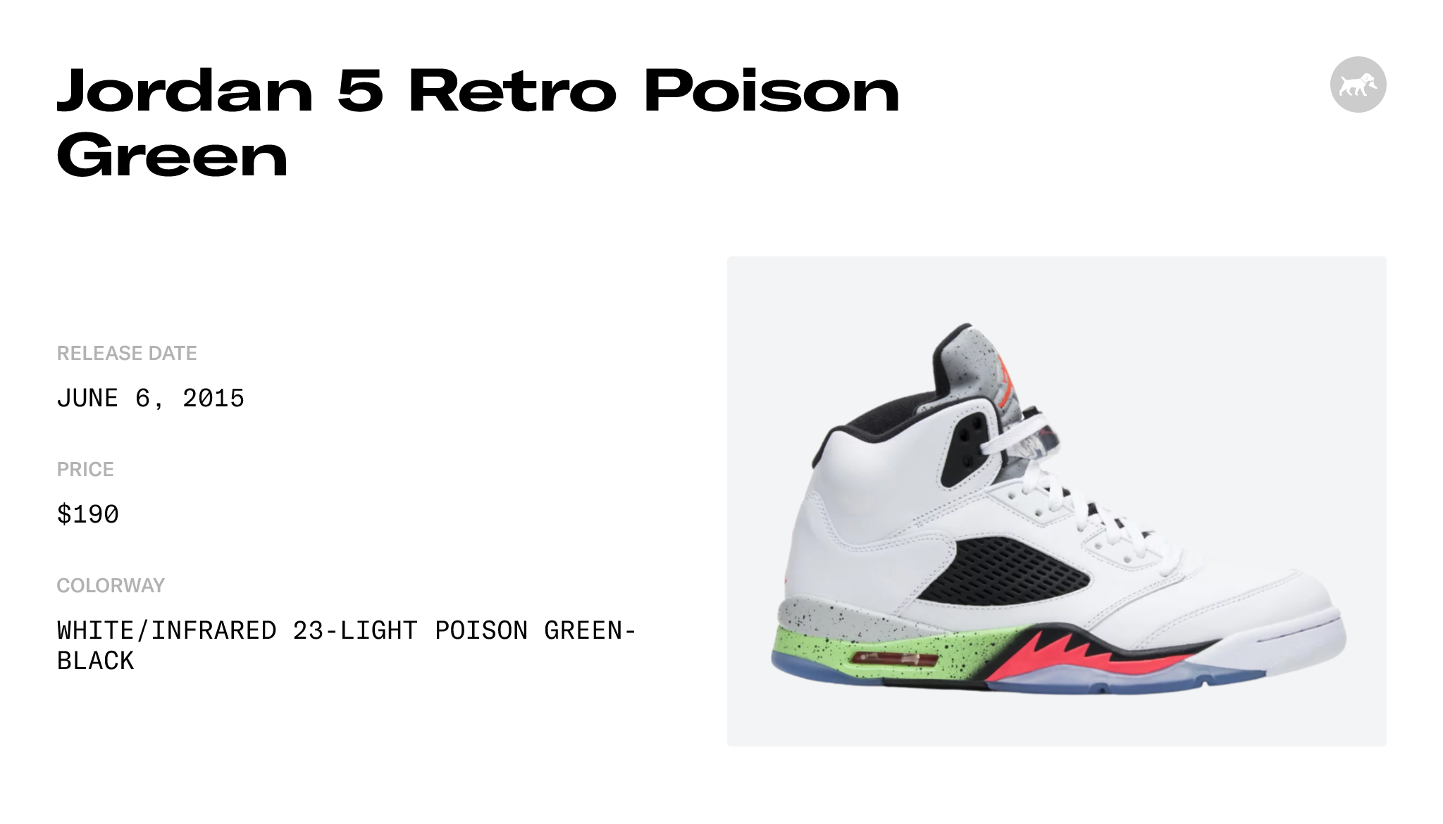 Jordan 5 Retro Poison Green - 136027-115 Raffles & Where to Buy