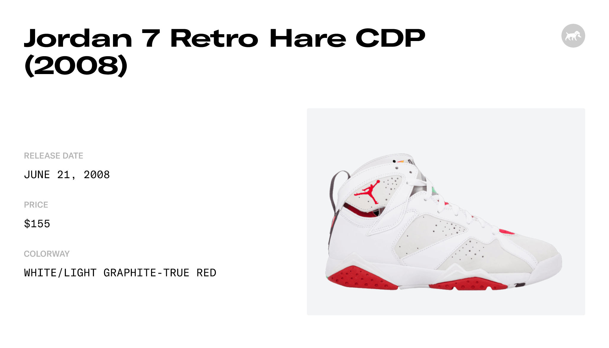 Jordan 7 Retro Hare CDP (2008) - 304775-102 Raffles & Where to Buy