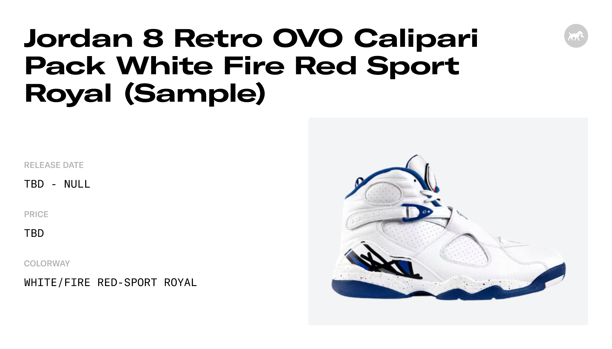 Jordan 8 Retro OVO Calipari Pack White Fire Red Sport Royal (Sample ...