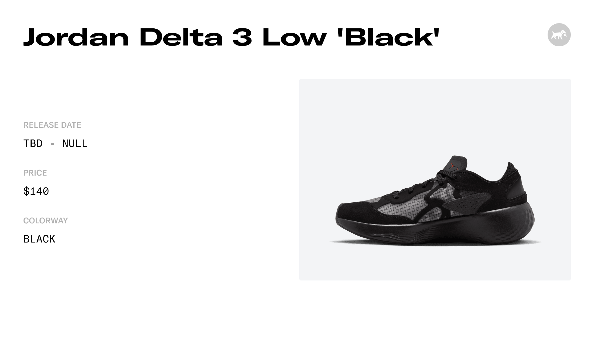 Jordan Delta 3 Low 'Black' - DN2647-060 Release Info