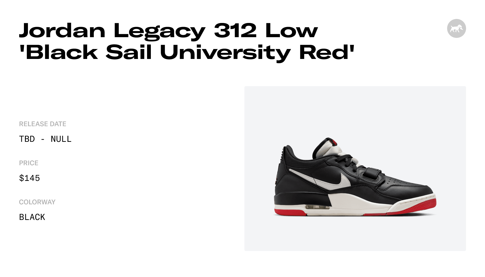 Jordan Legacy 312 Low 'Black Sail University Red' - HJ9029-010 Release Info