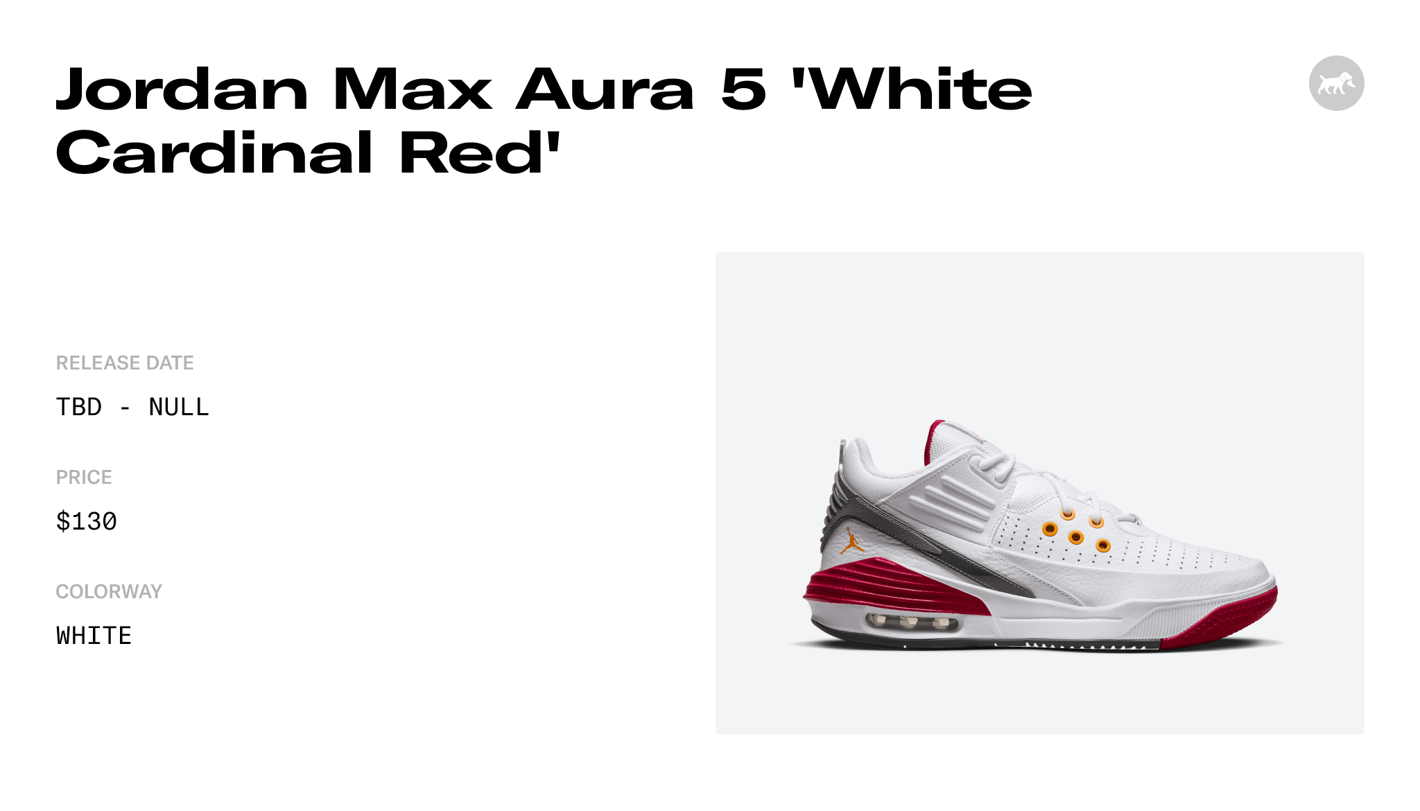 Jordan Max Aura 5 'White Cardinal Red' - DZ4353-160 Release Info