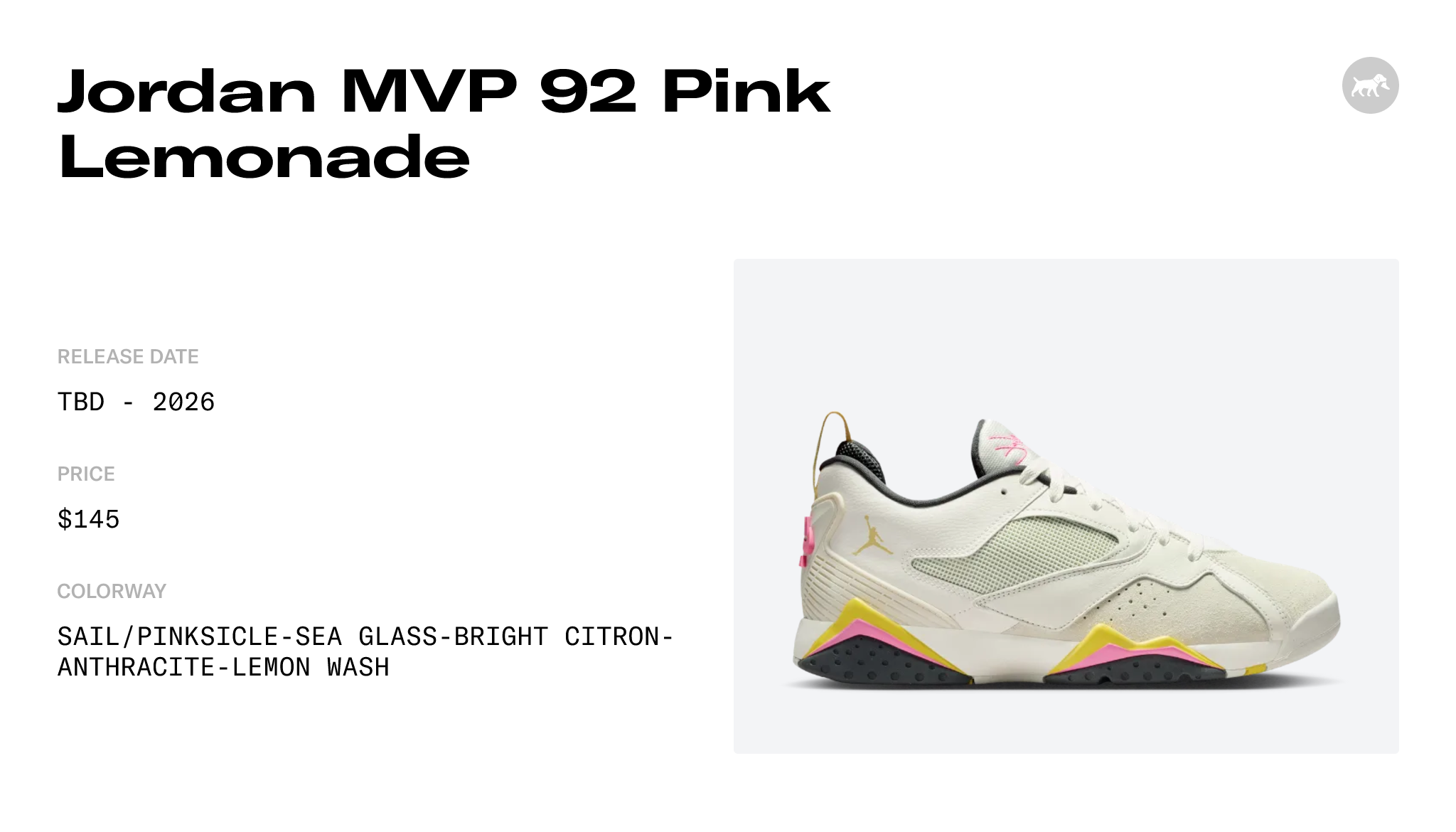 Jordan MVP 92 Pink Lemonade - HQ3950-100 Release Info