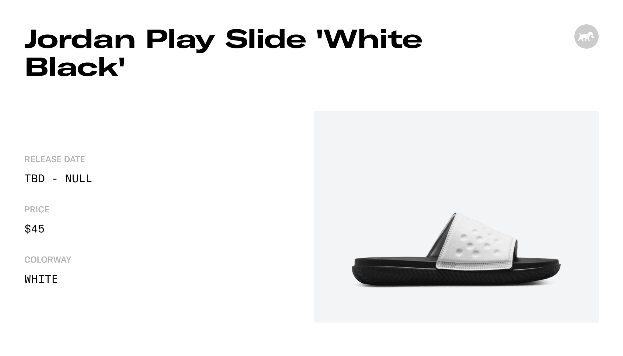 Jordan Play Slide 'White Black' - DC9835-100 Release Info