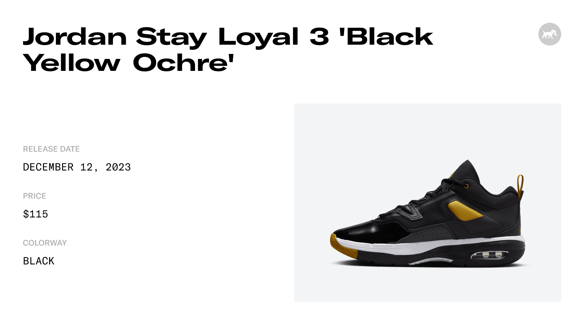 Jordan Stay Loyal 3 'Black Yellow Ochre' - FB1396-071 Release Info