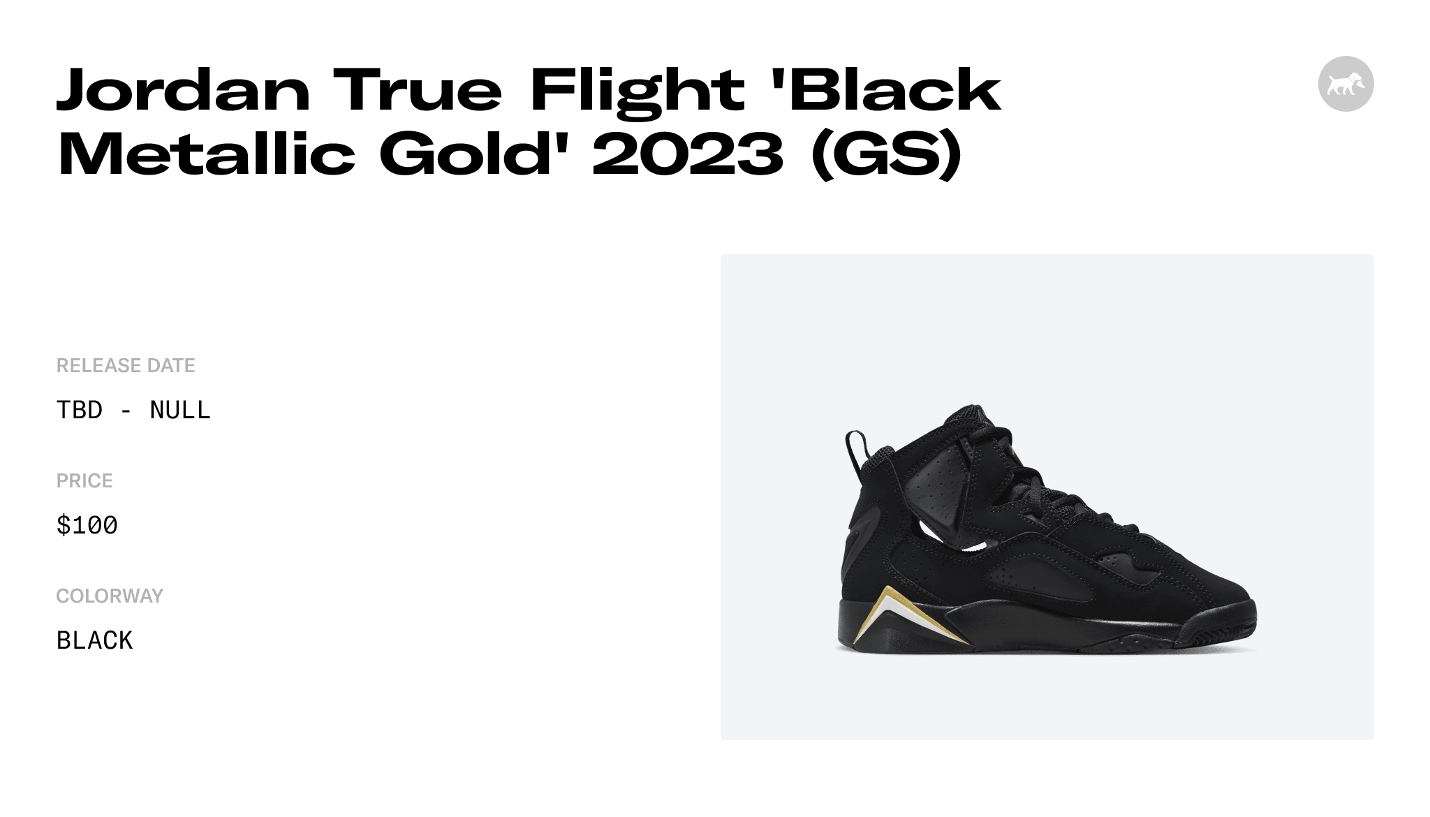 Jordan True Flight 'Black Metallic Gold' 2023 (GS) - 343795-017 Release ...