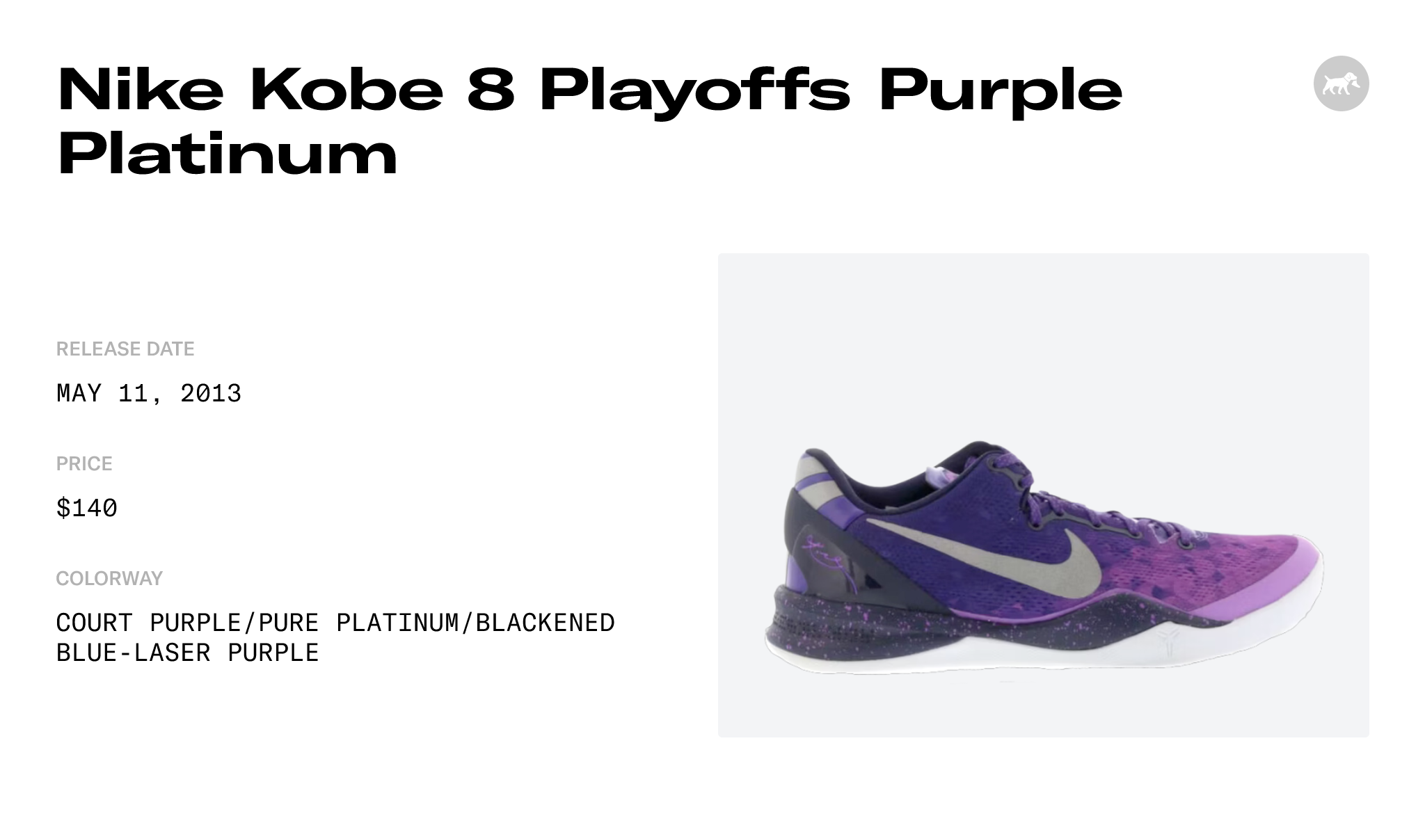 Nike Kobe 8 Playoffs Purple Platinum - 555035-500 Raffles & Where to Buy