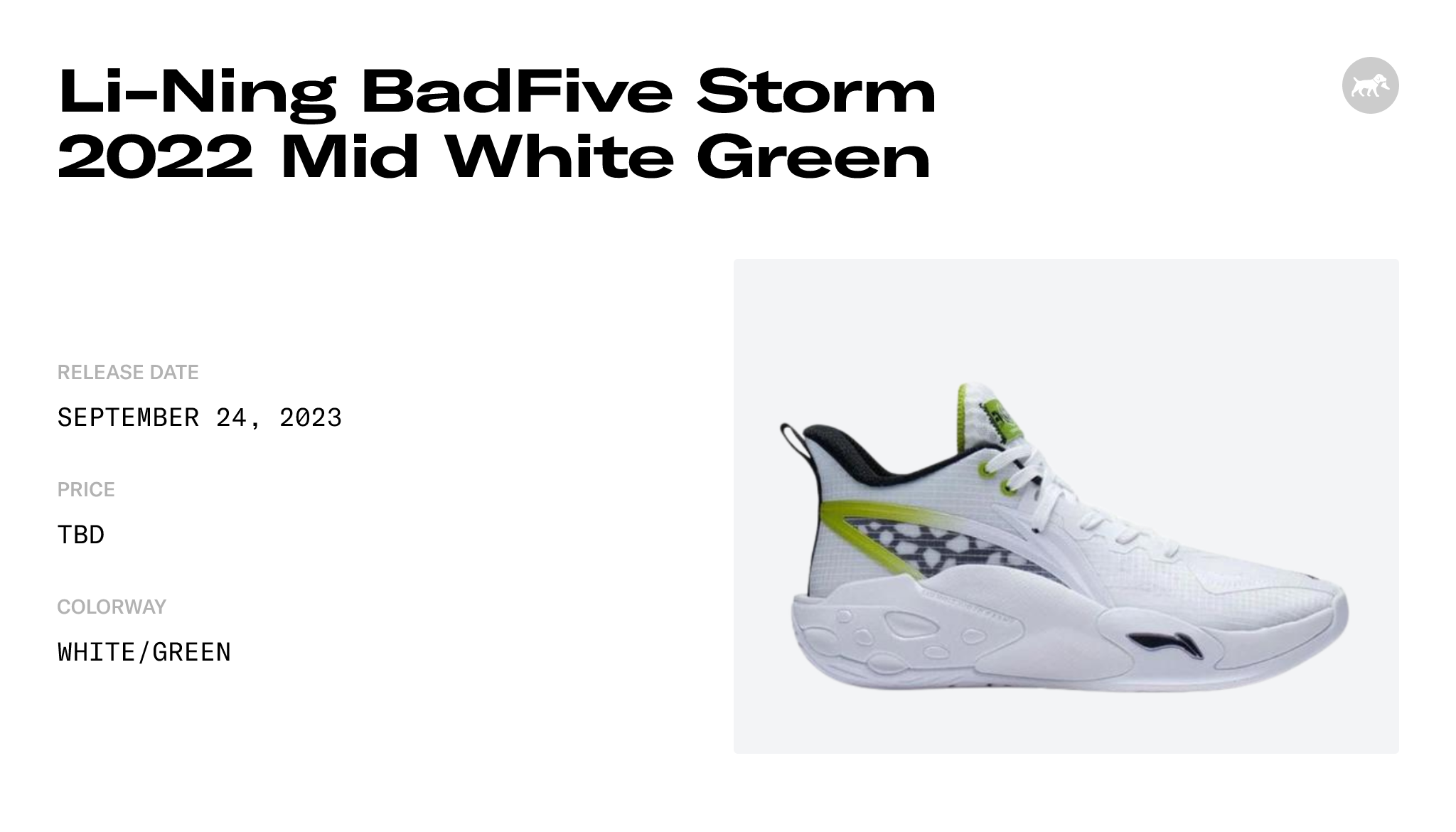 Li-Ning BadFive Storm 2022 Mid White Green - ABFS007-1