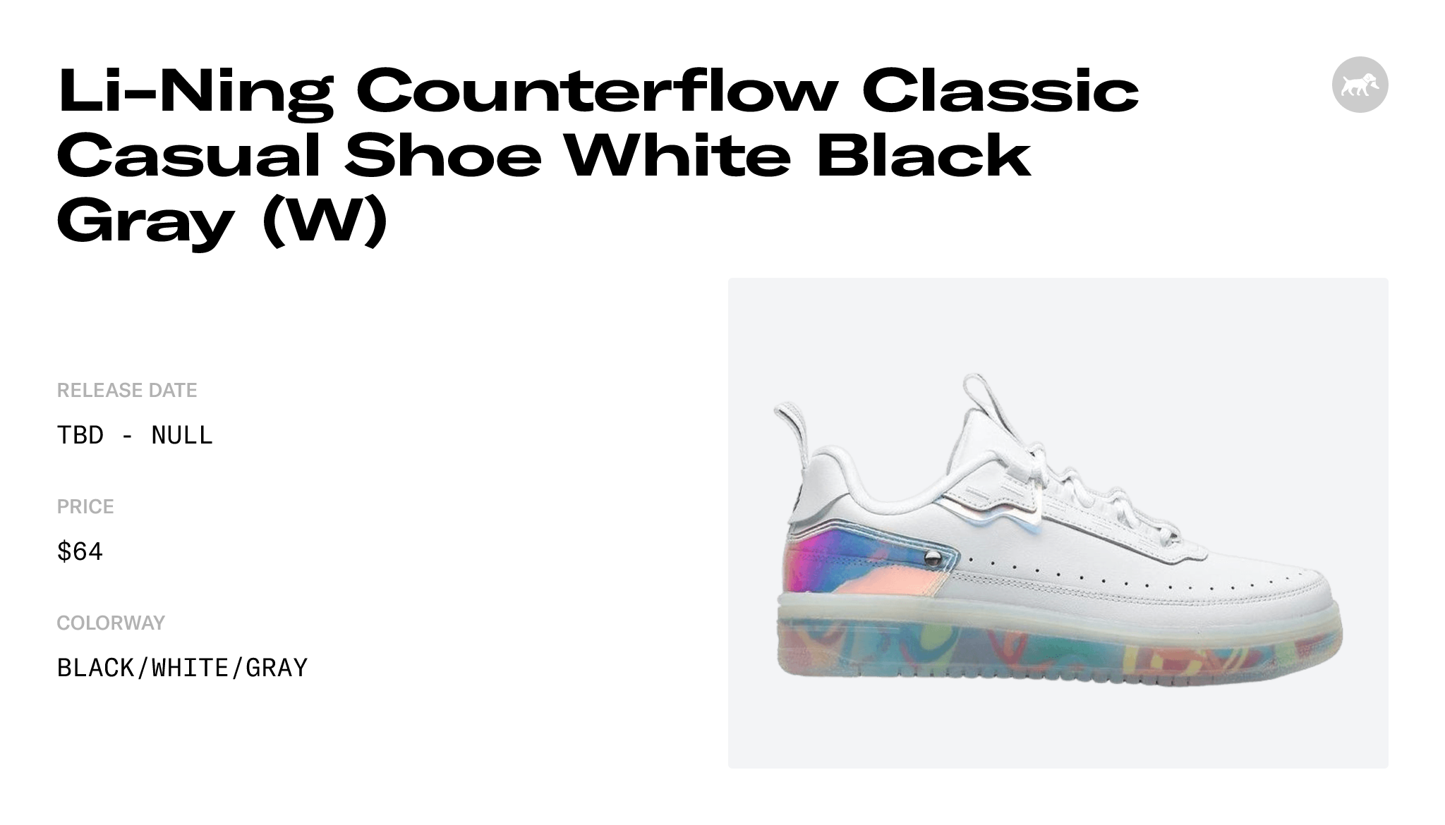 Li-Ning Counterflow Classic Casual Shoe White Black Gray (W) - AGCP232 ...