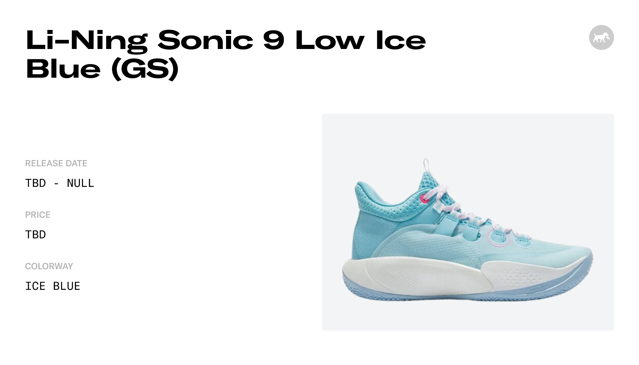 Li-Ning Sonic 9 Low Ice Blue (GS) - ABPR053-3 Release Info