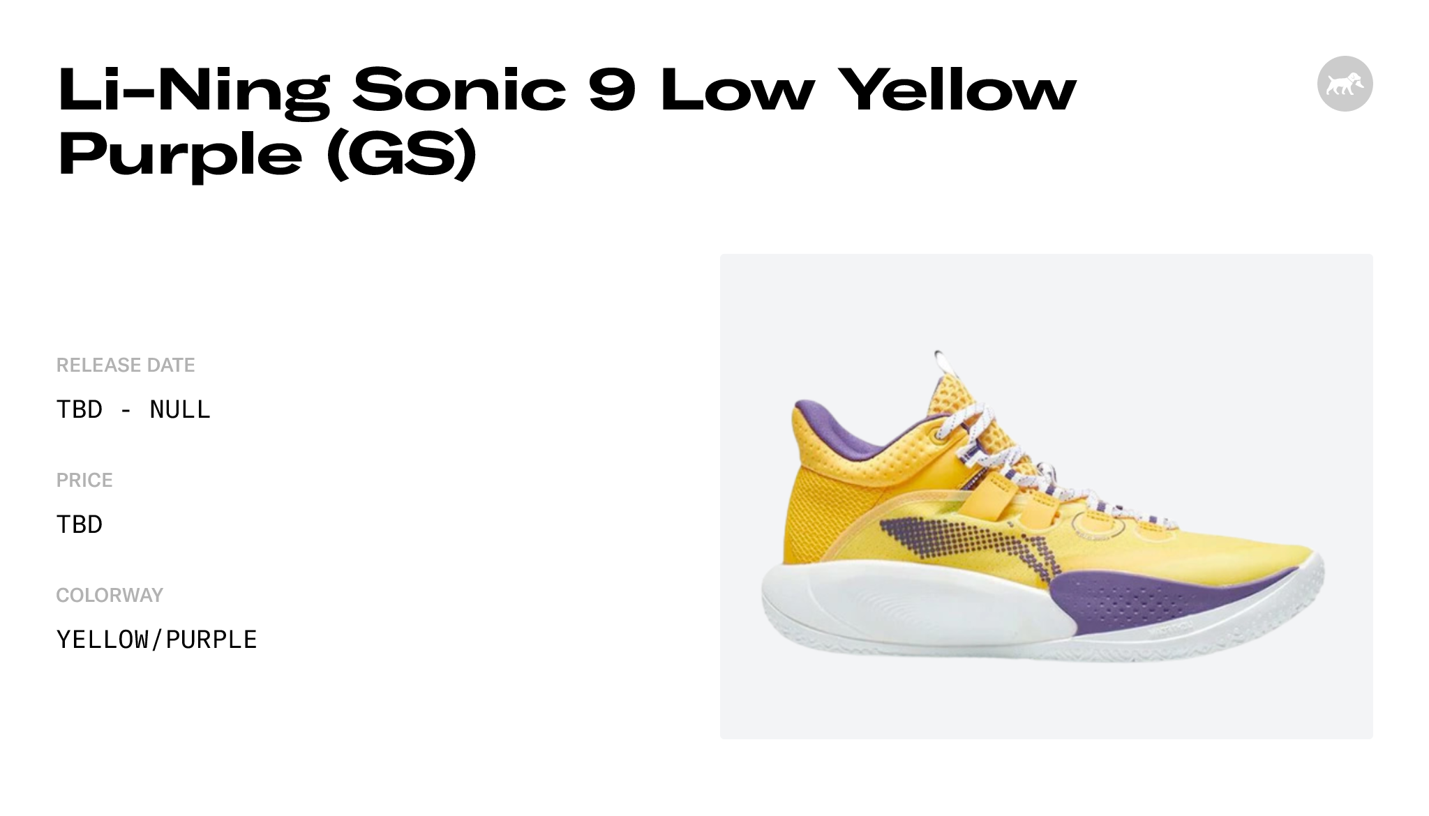 Li-Ning Sonic 9 Low Yellow Purple (GS) - ABPR053-4 Release Info