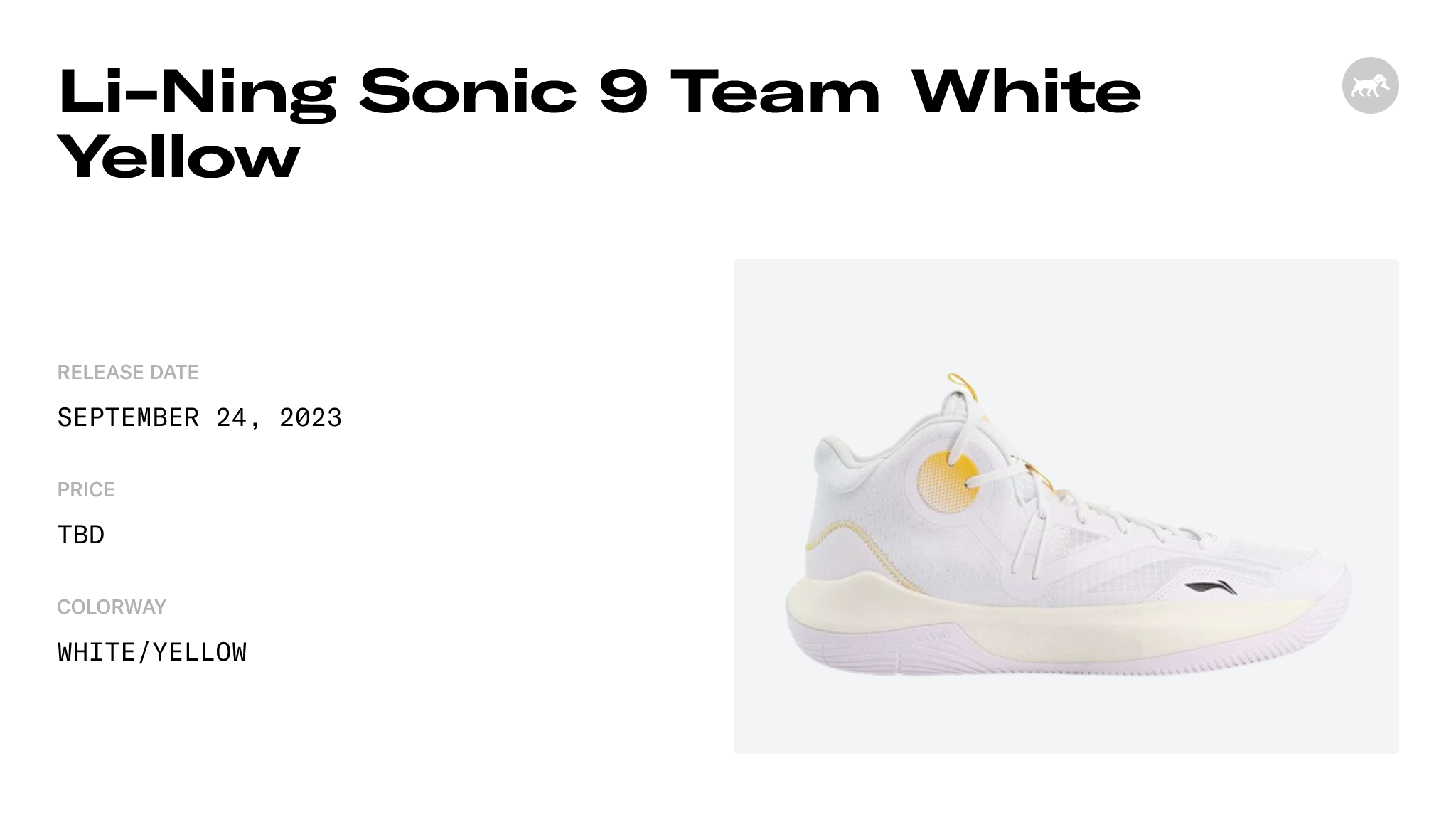Li-Ning Sonic 9 Team White Yellow - ABPR017-6 Raffles & Where to Buy