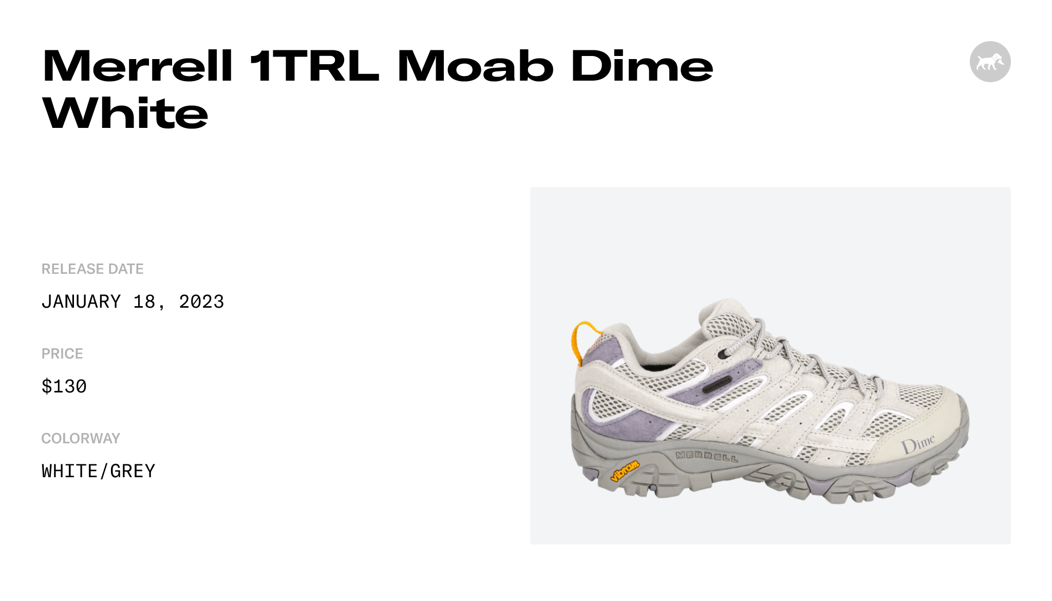 Merrell 1TRL Moab Dime White Raffles & Where to Buy