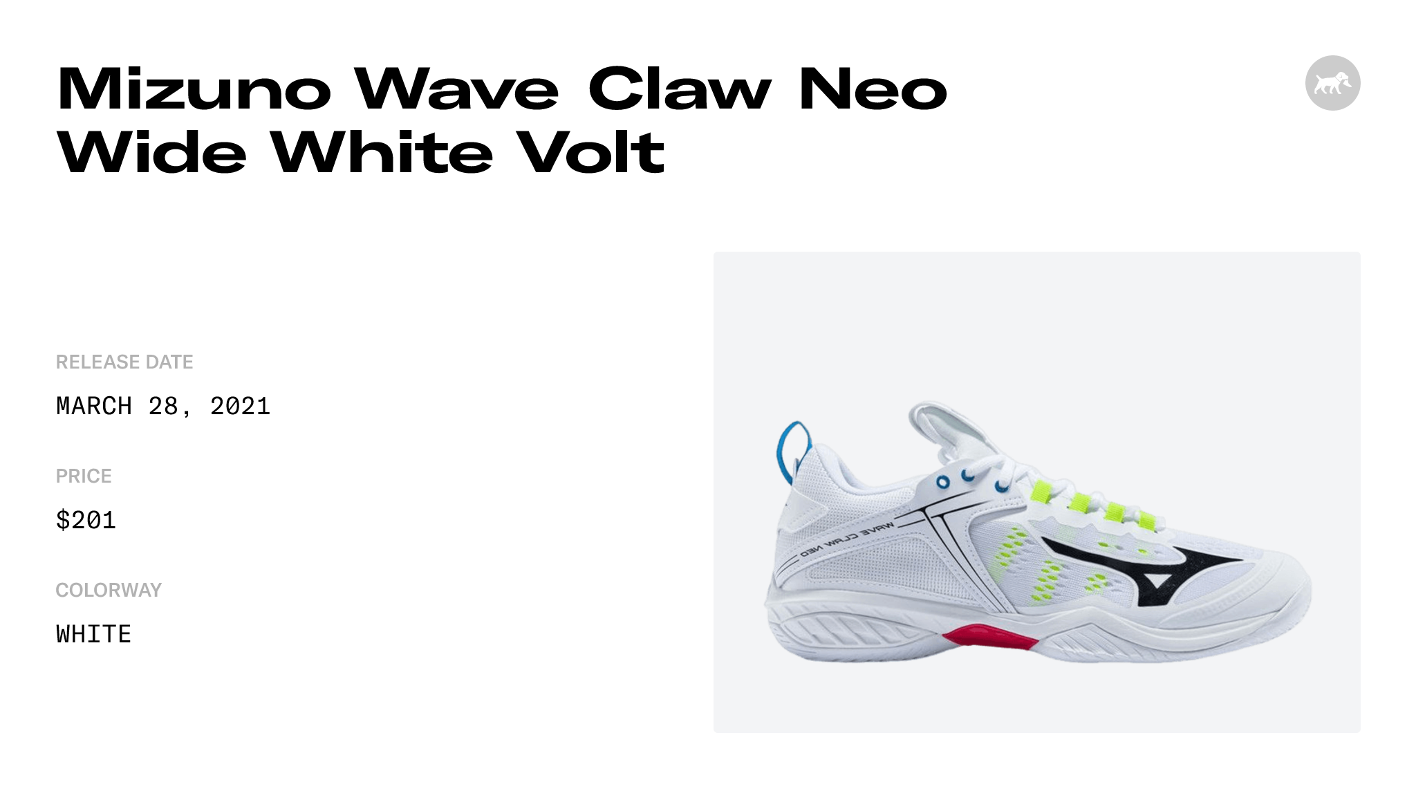 Mizuno Wave Claw Neo Wide White Volt - 71GA207045 Raffles & Where to Buy