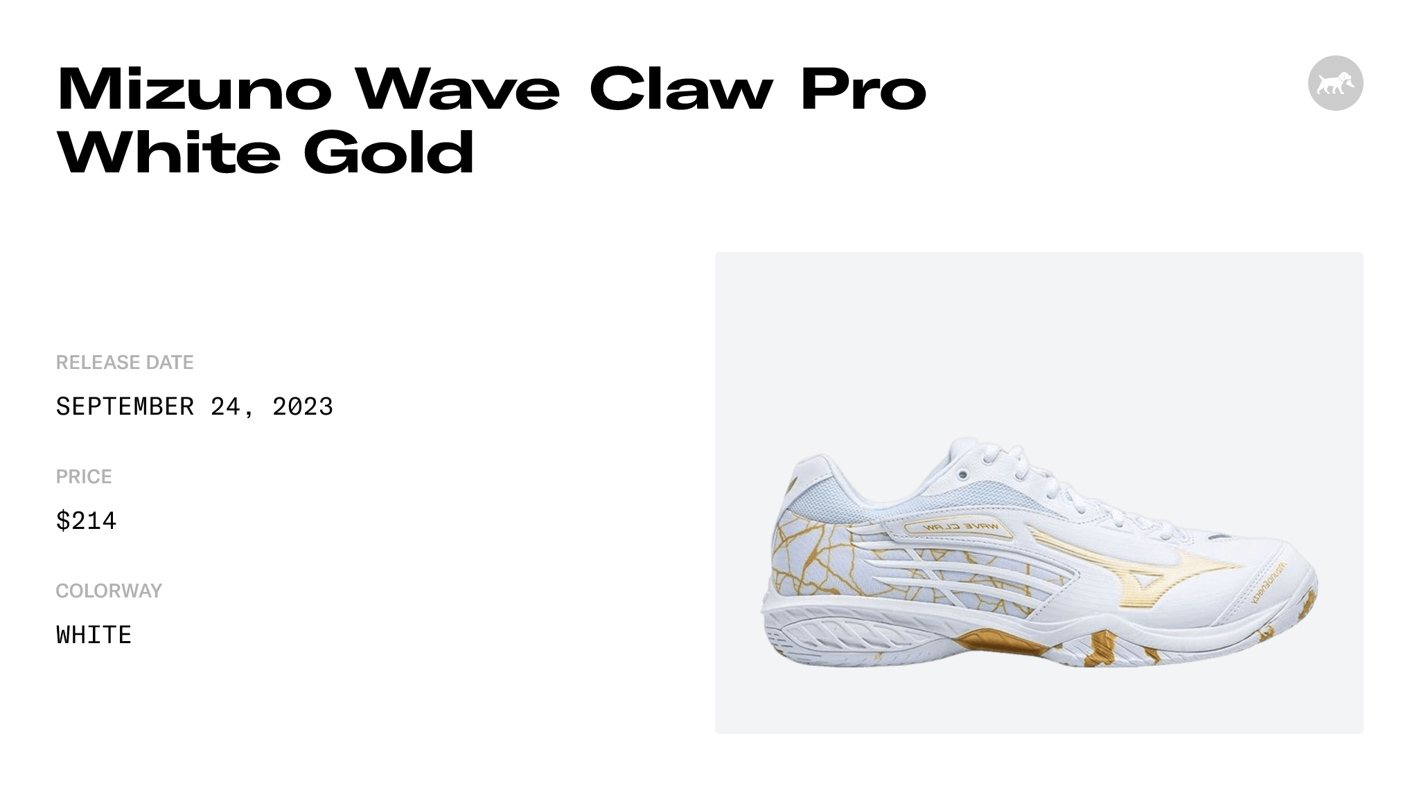 Mizuno Wave Claw Pro White Gold - 71GA220011 Raffles & Where to Buy