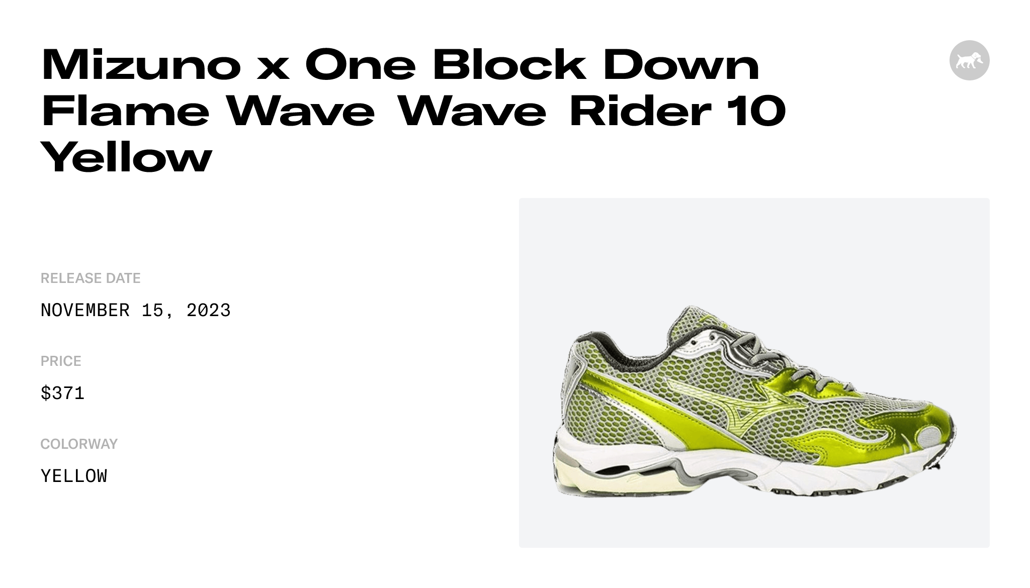 Mizuno x One Block Down Flame Wave Wave Rider 10 Yellow - D1GD232702