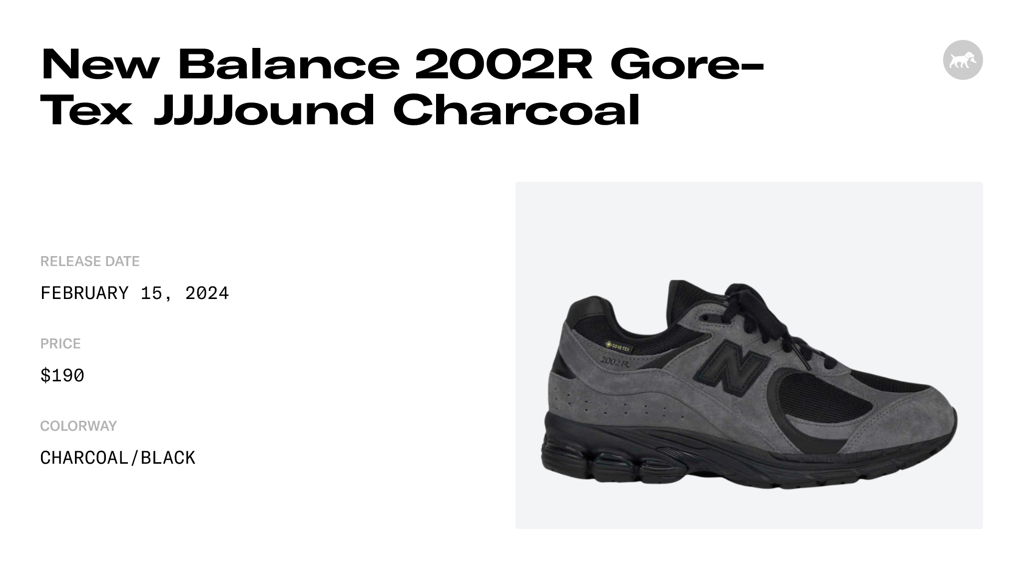 New Balance 2002R Gore-Tex JJJJound Charcoal - M2002RXZ