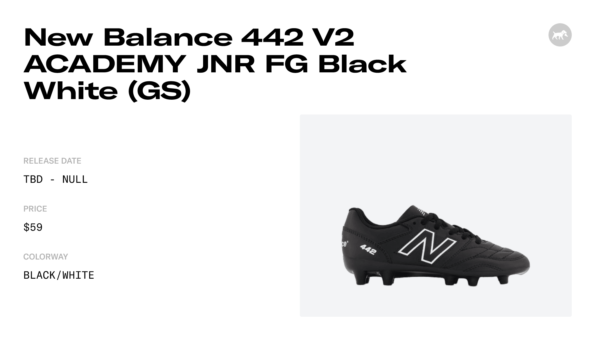New Balance 442 V2 ACADEMY JNR FG Black White (GS) - JS43FBK2 Release Info