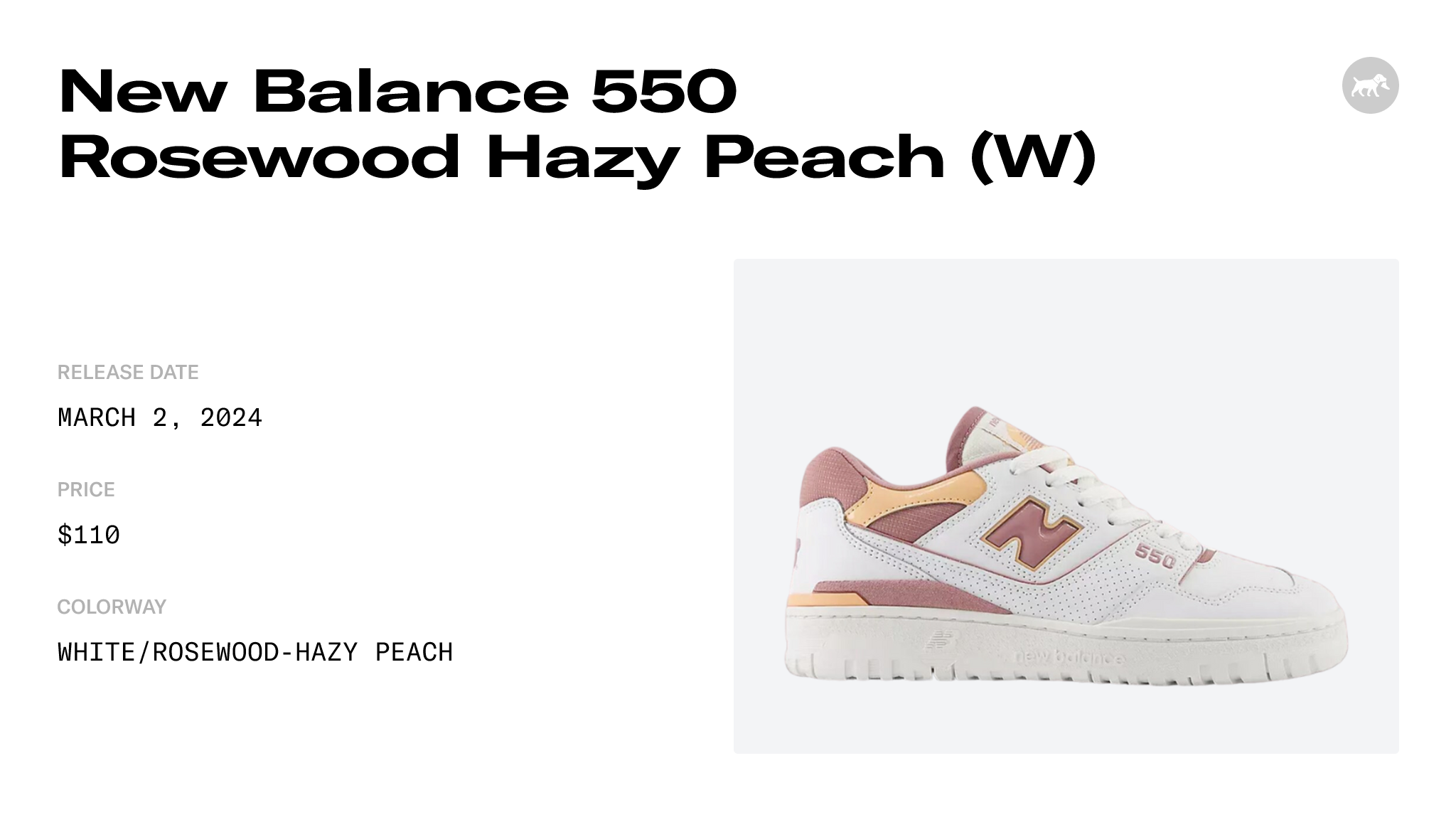 New Balance 550 Rosewood Hazy Peach (W) - BBW550EA