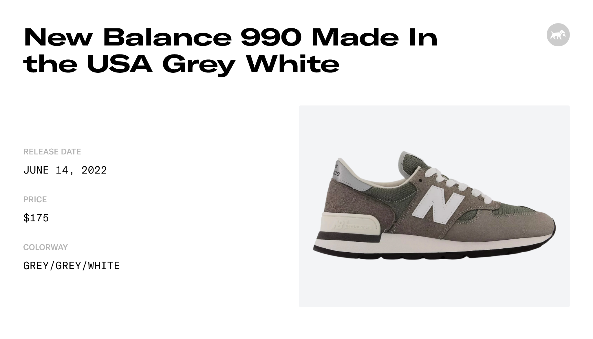 New Balance 990 Made In the USA Grey White - M990GR1