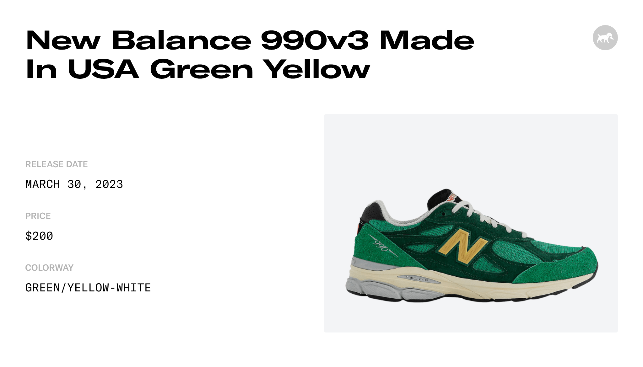 New Balance 990v3 Made In USA Green Yellow - M990GG3