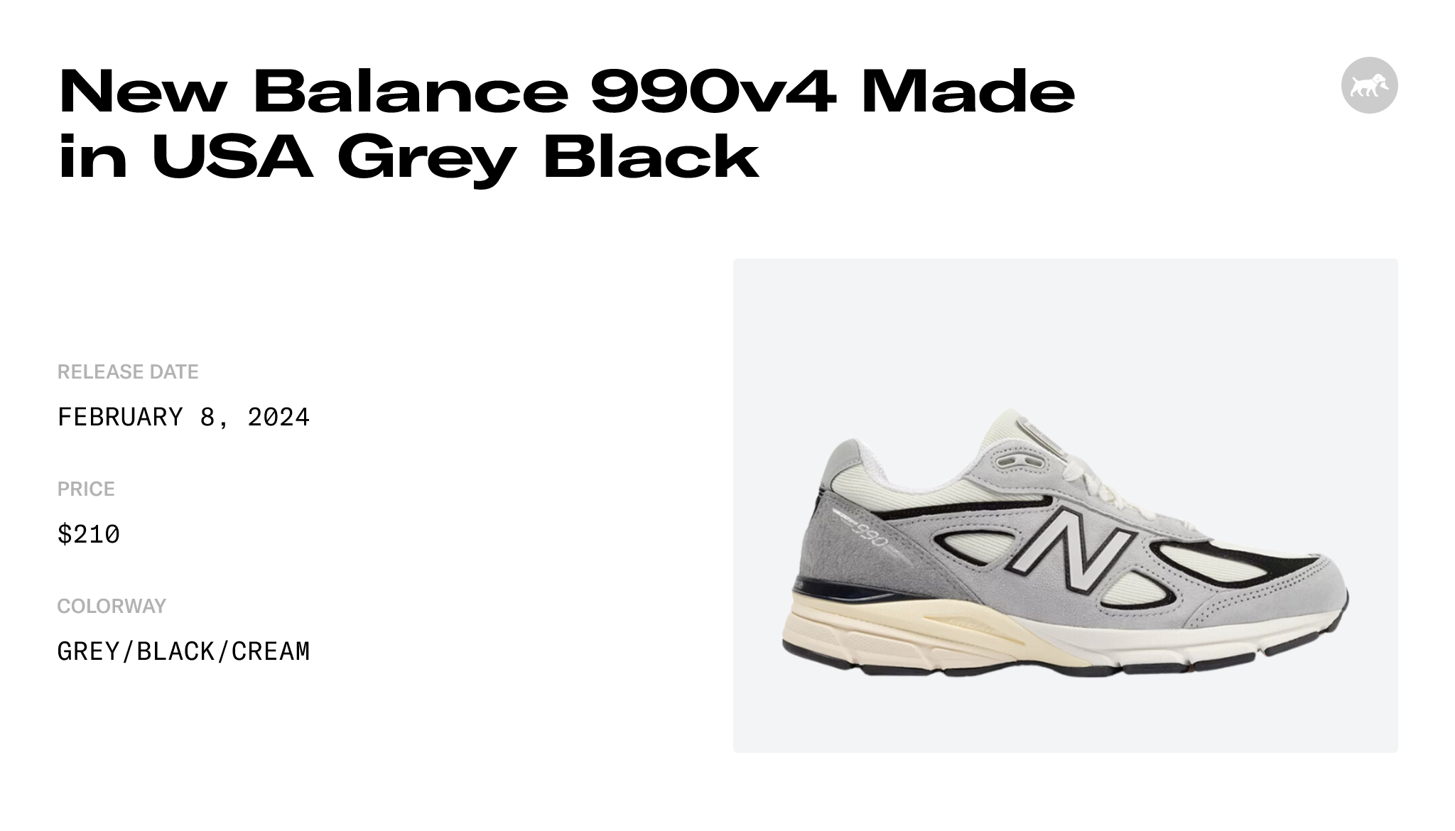 New Balance 990v4 Made in USA Grey Black - U990TG4