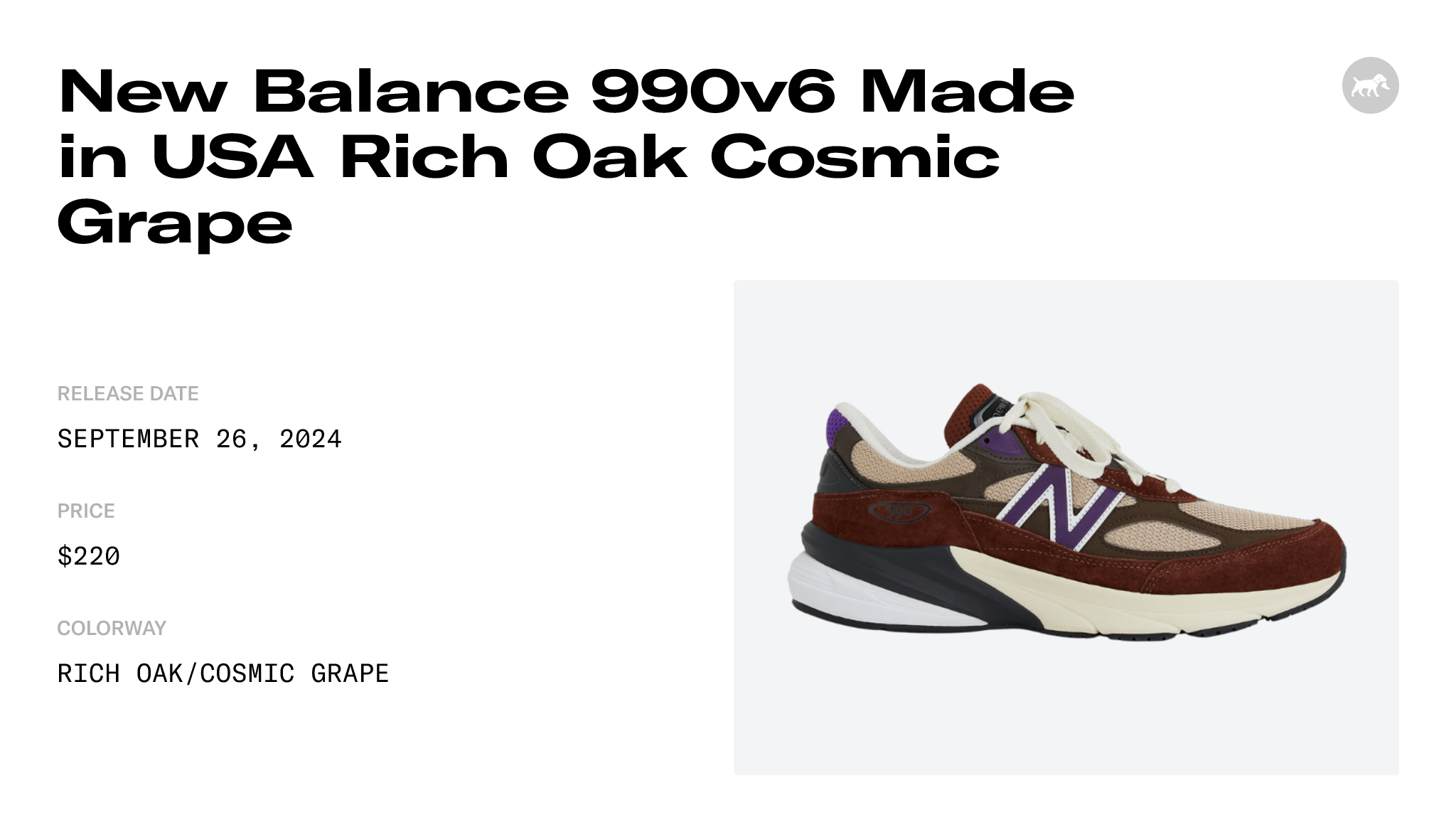 New Balance 990v6 Made in USA Rich Oak Cosmic Grape - U990OP6