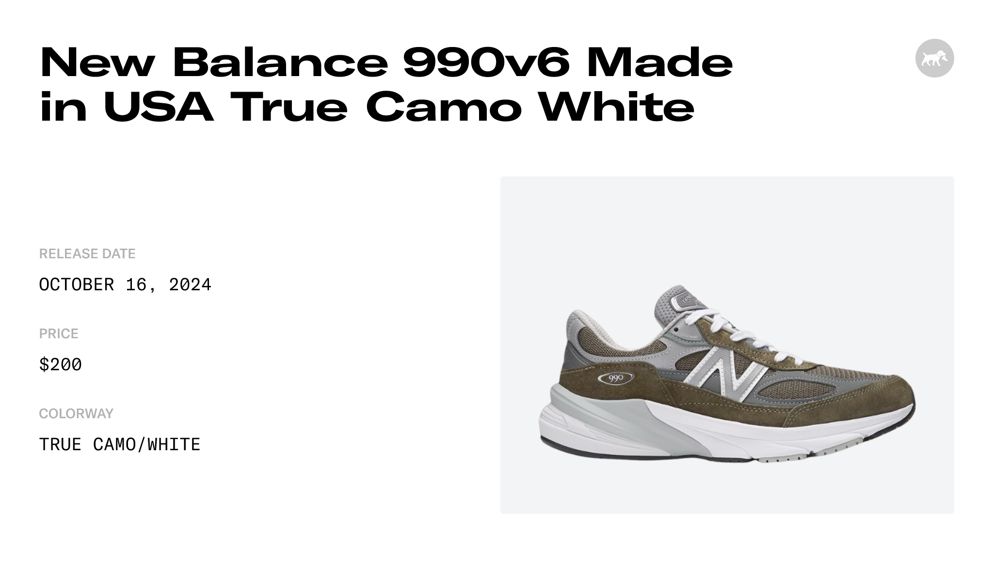 New Balance 990v6 Made in USA True Camo White - U990OG6 Release Info