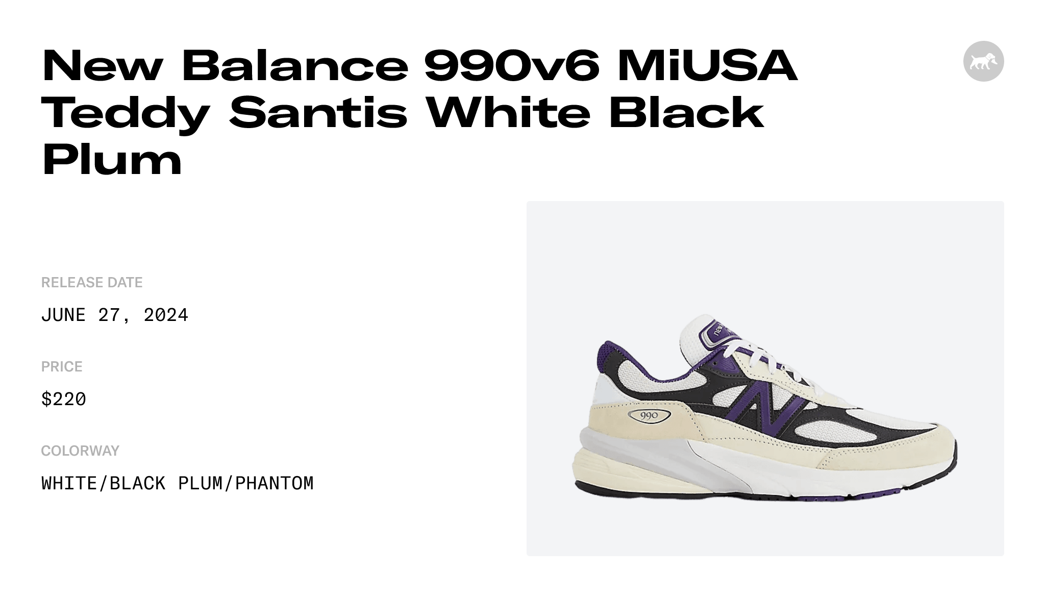 New Balance 990v6 MiUSA Teddy Santis White Black Plum - U990WB6