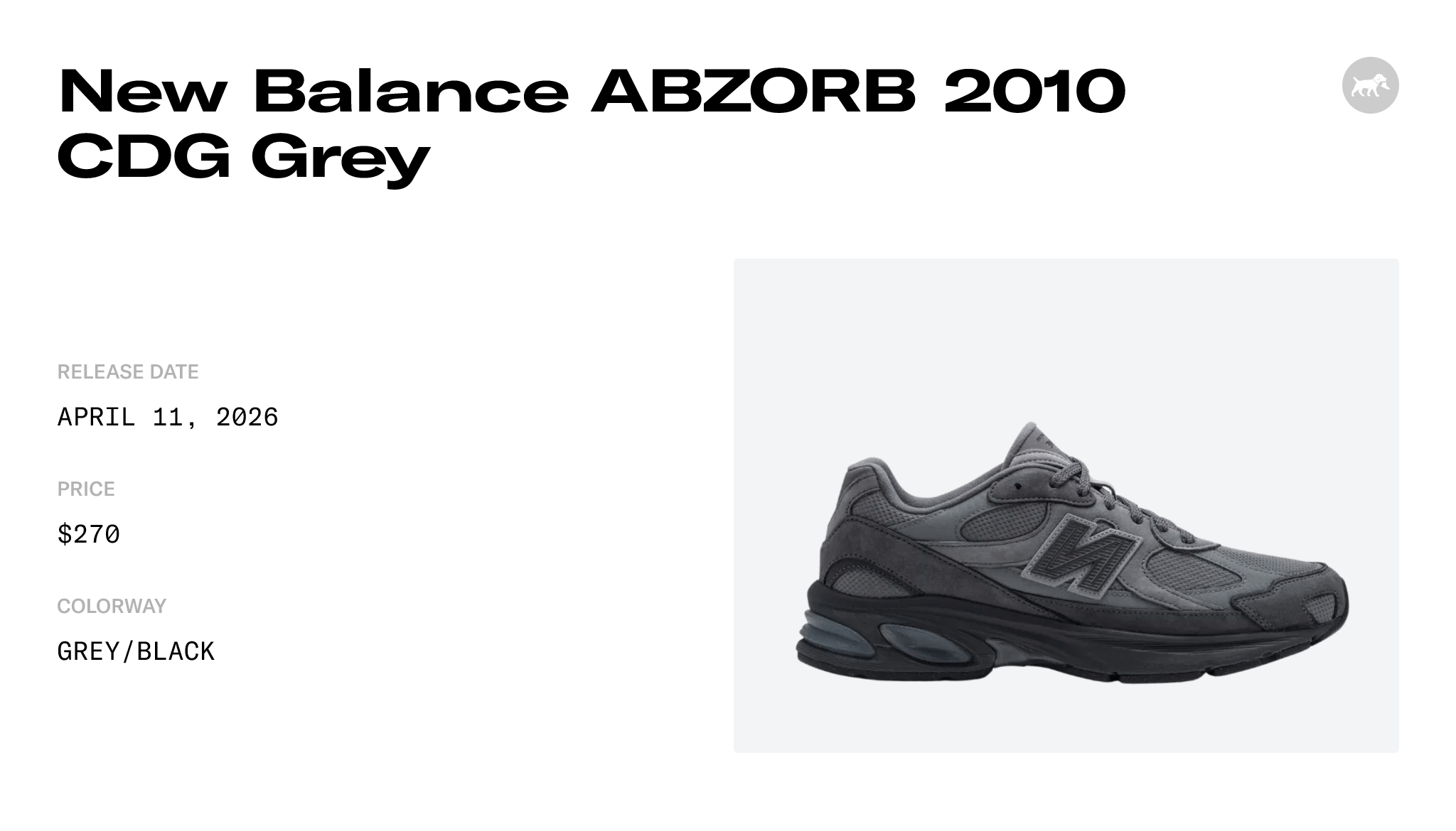 New Balance ABZORB 2010 CDG Grey - U201058P Raffles & Where to Buy