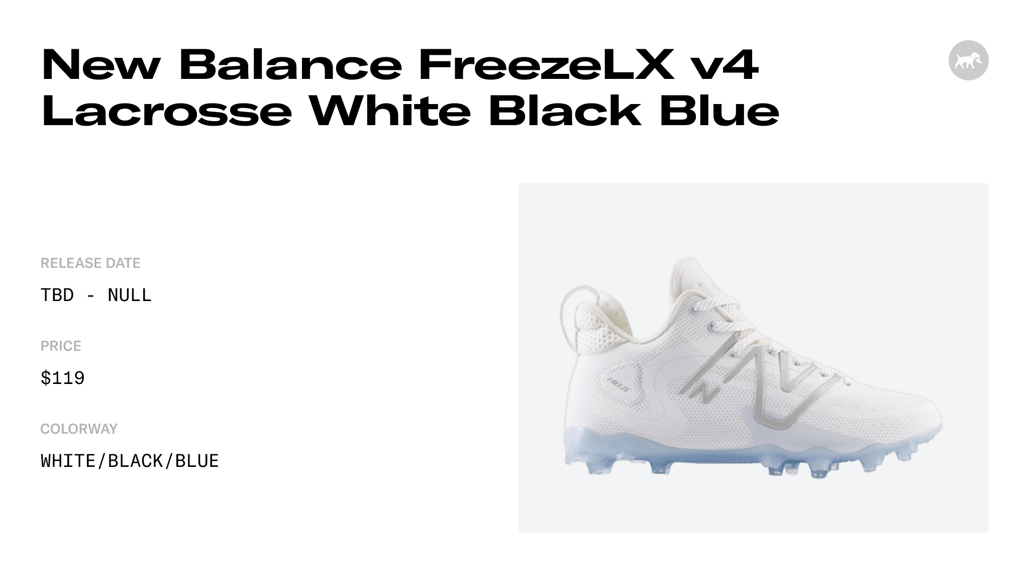 New Balance FreezeLX v4 Lacrosse White Black Blue - FREEZWT4 Release Info