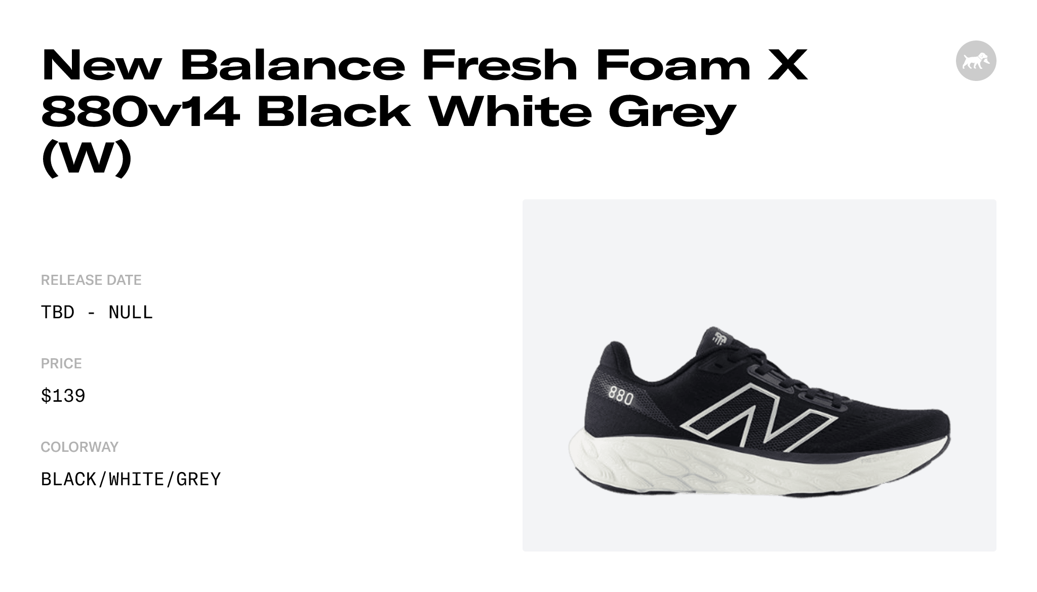 New Balance Fresh Foam X 880v14 Black White Grey (W) - W880K14 Release Info