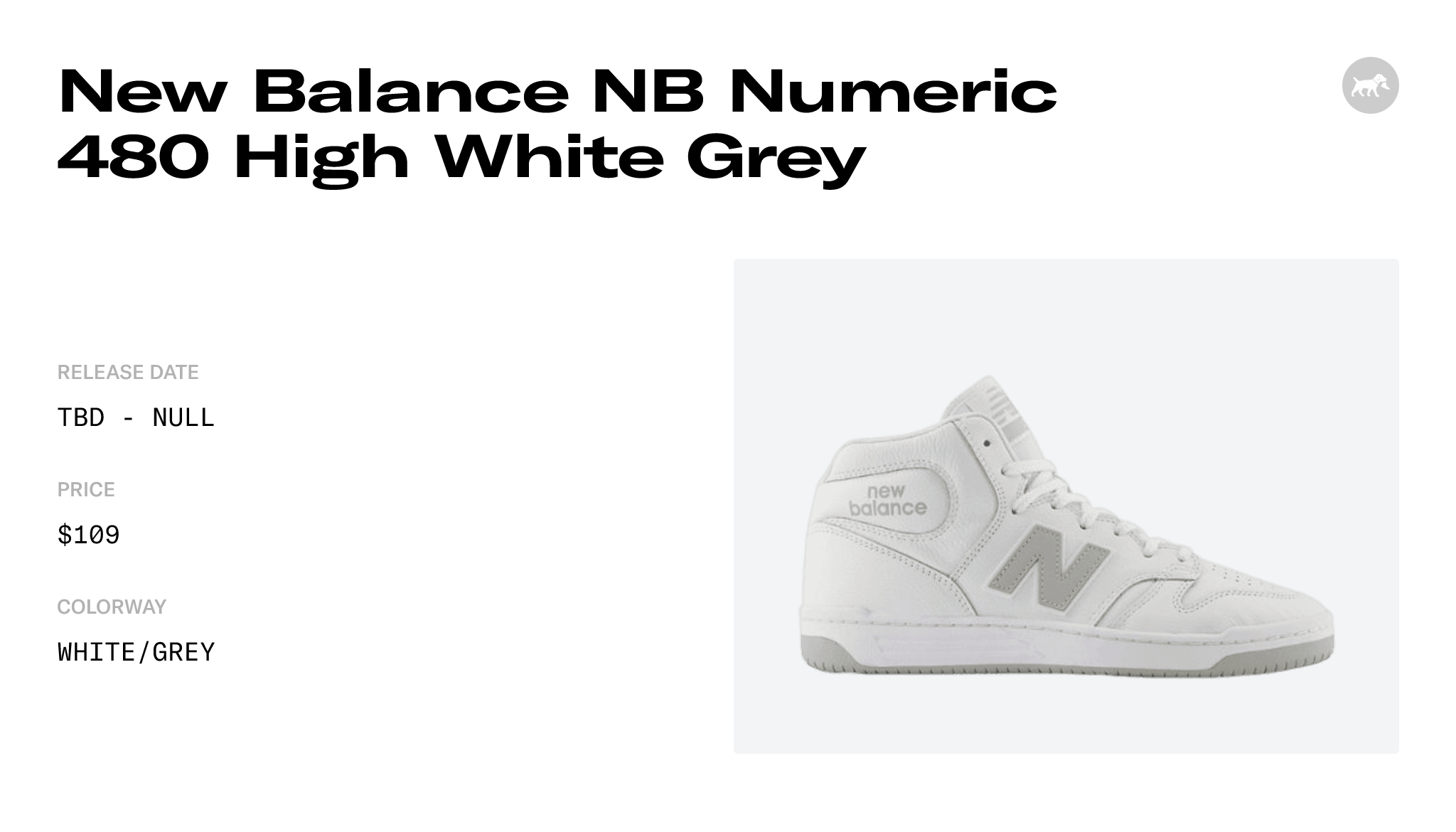 New Balance NB Numeric 480 High White Grey - NM480HWG Release Info