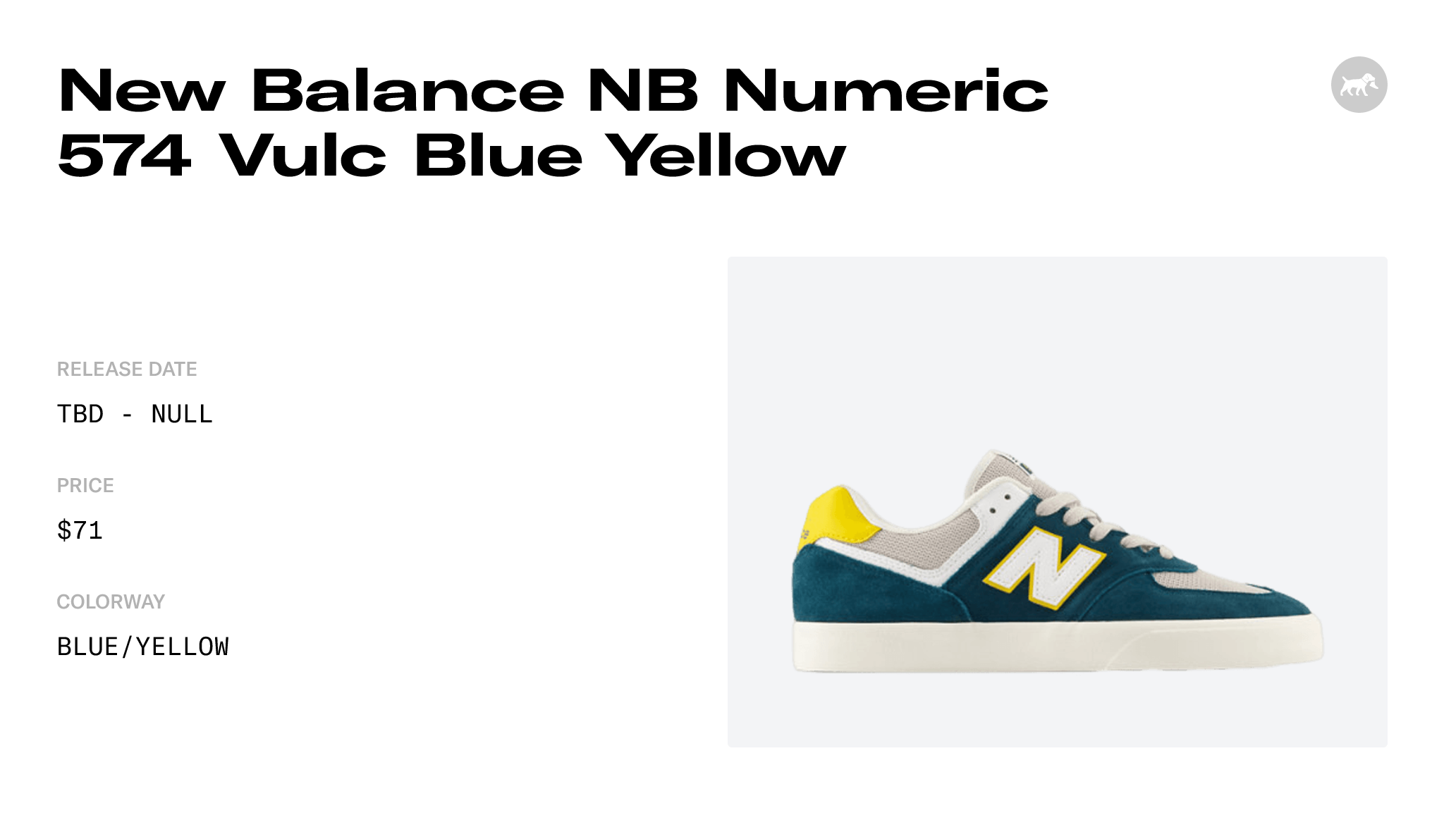 New Balance NB Numeric 574 Vulc Blue Yellow - NM574VOK Release Info
