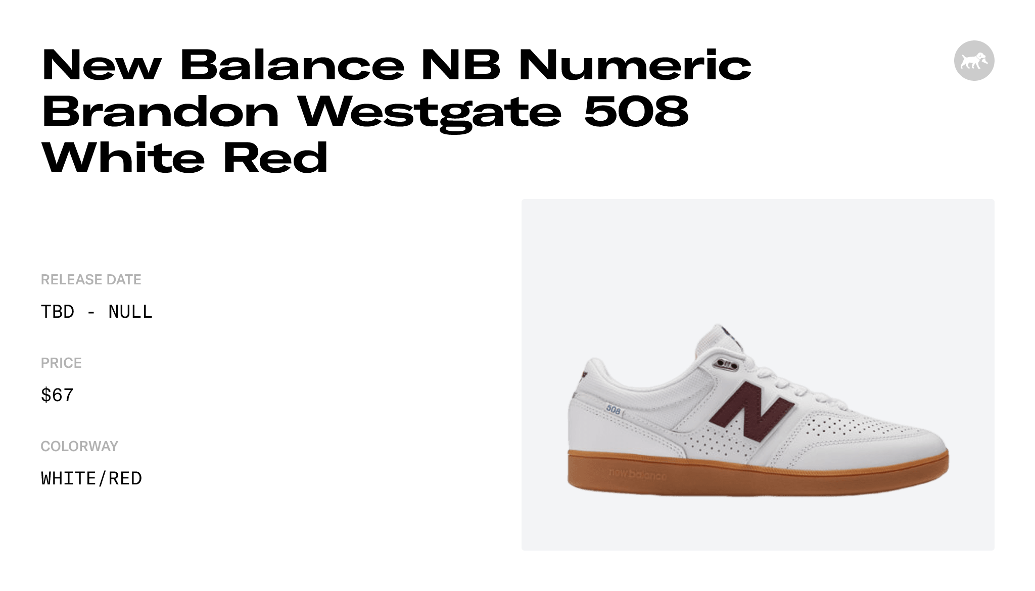 New Balance NB Numeric Brandon Westgate 508 White Red - NM508WBG ...