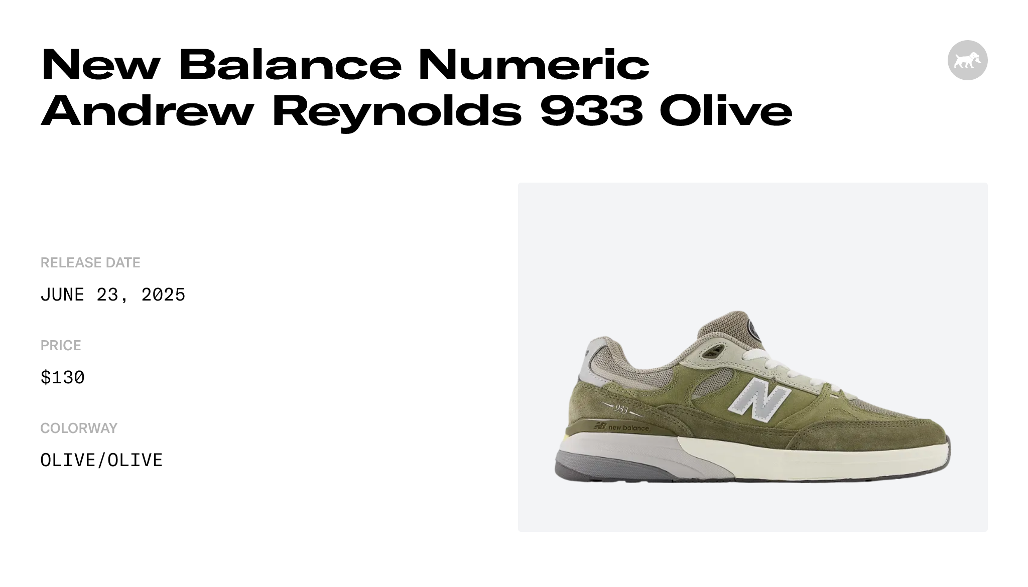 New Balance Numeric Andrew Reynolds 933 Olive - NM933JKL