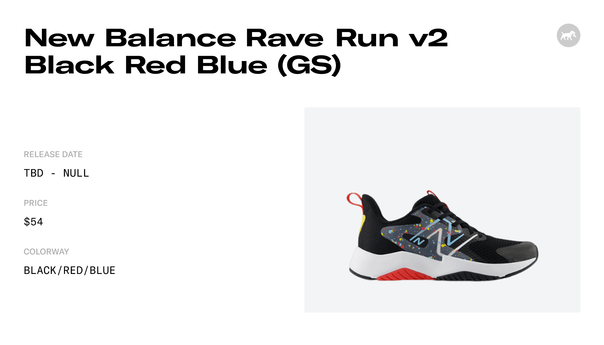 New Balance Rave Run v2 Black Red Blue (GS) - GKRAVHB2 Release Info