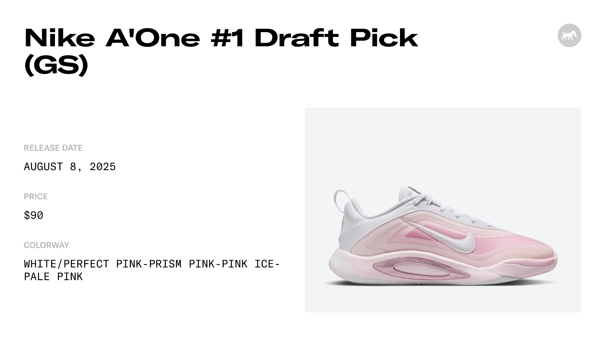 Nike A'One #1 Draft Pick (GS) - HF7001-101 Release Info