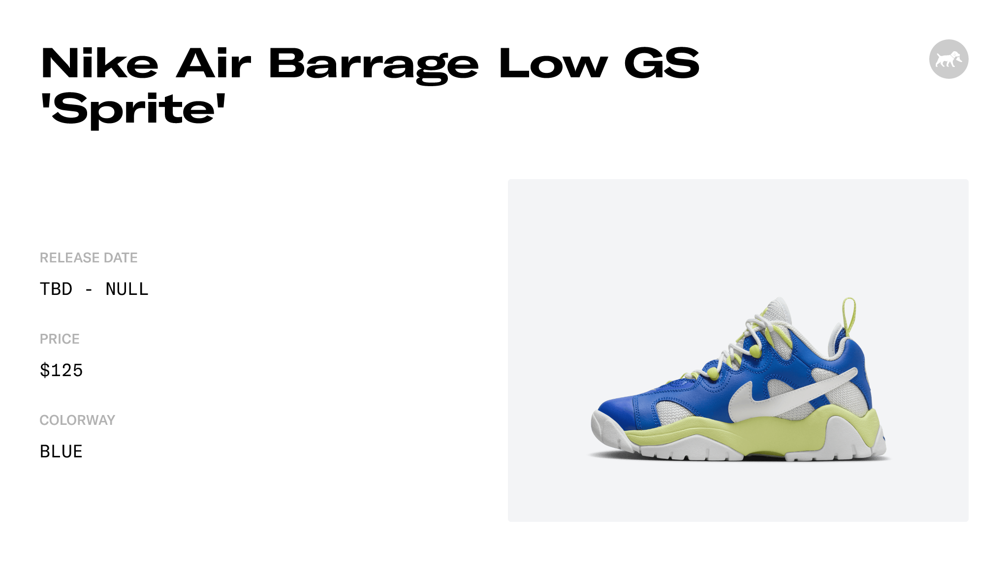 Nike Air Barrage Low GS 'Sprite' - FN6972-480 Release Info